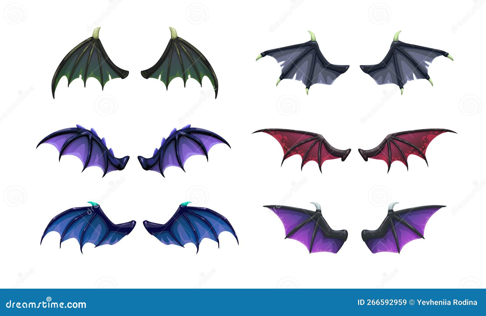 Dragon, Devil, Bat Wings Set. Isolated Vector Icon Stock Illustration ...