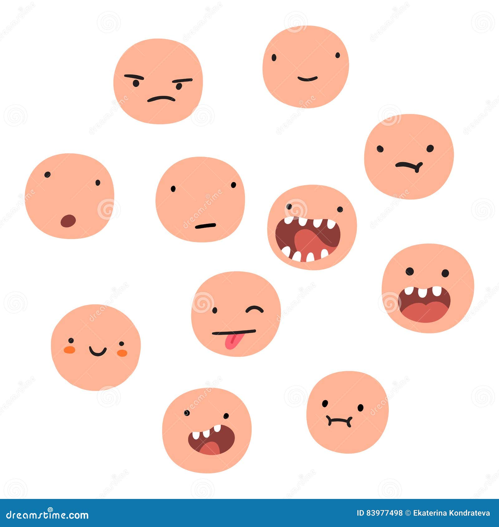 Different Cartton Face Emotions. Vector Illustration | CartoonDealer ...