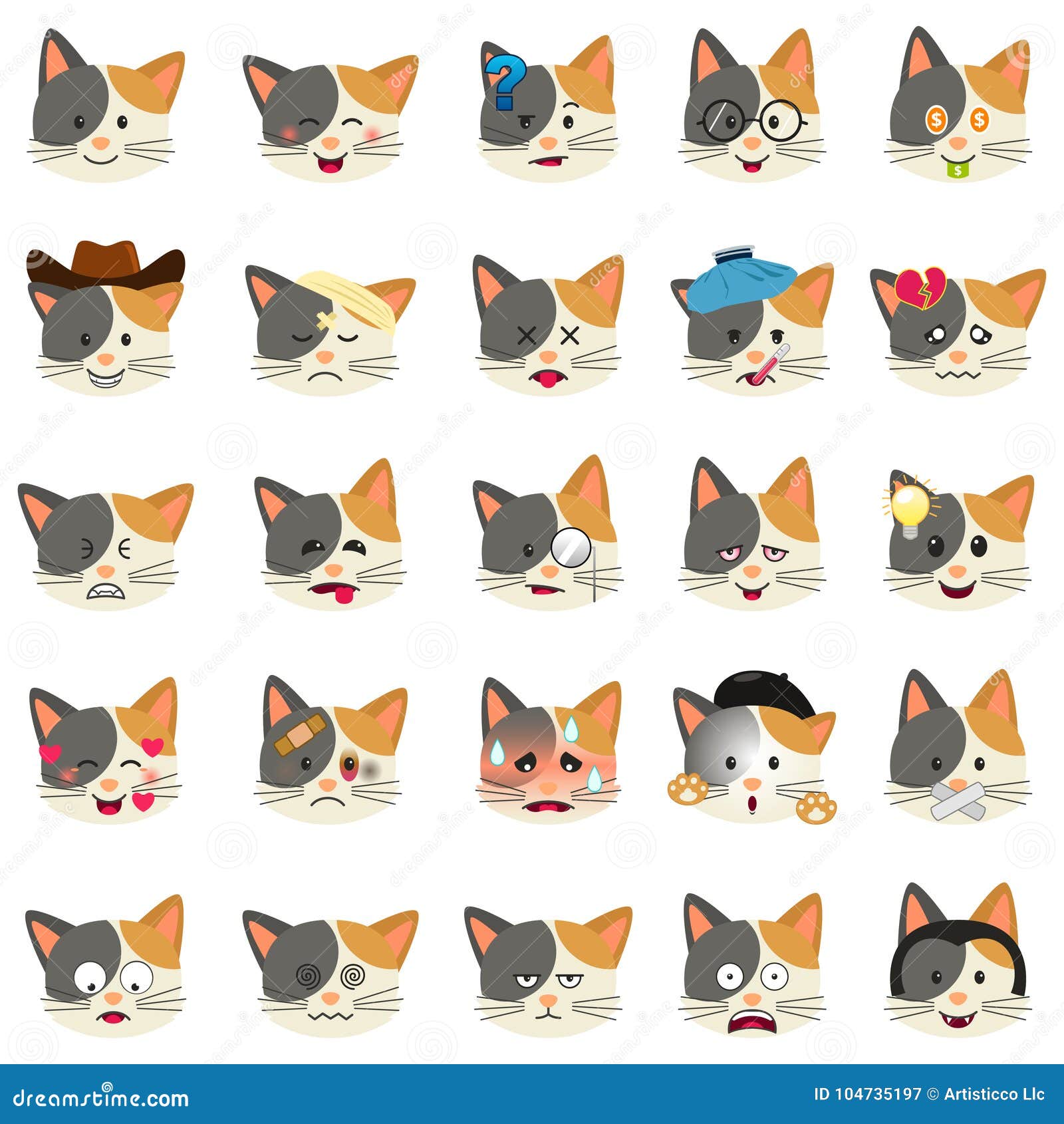 Different Cat Emoji Expression Illustration Stock Vector - Illustration ...