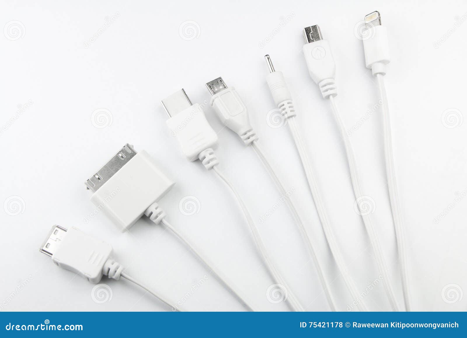 Different Cellphone Charging Plugs Adapter from USB Stock Photo - Image ...