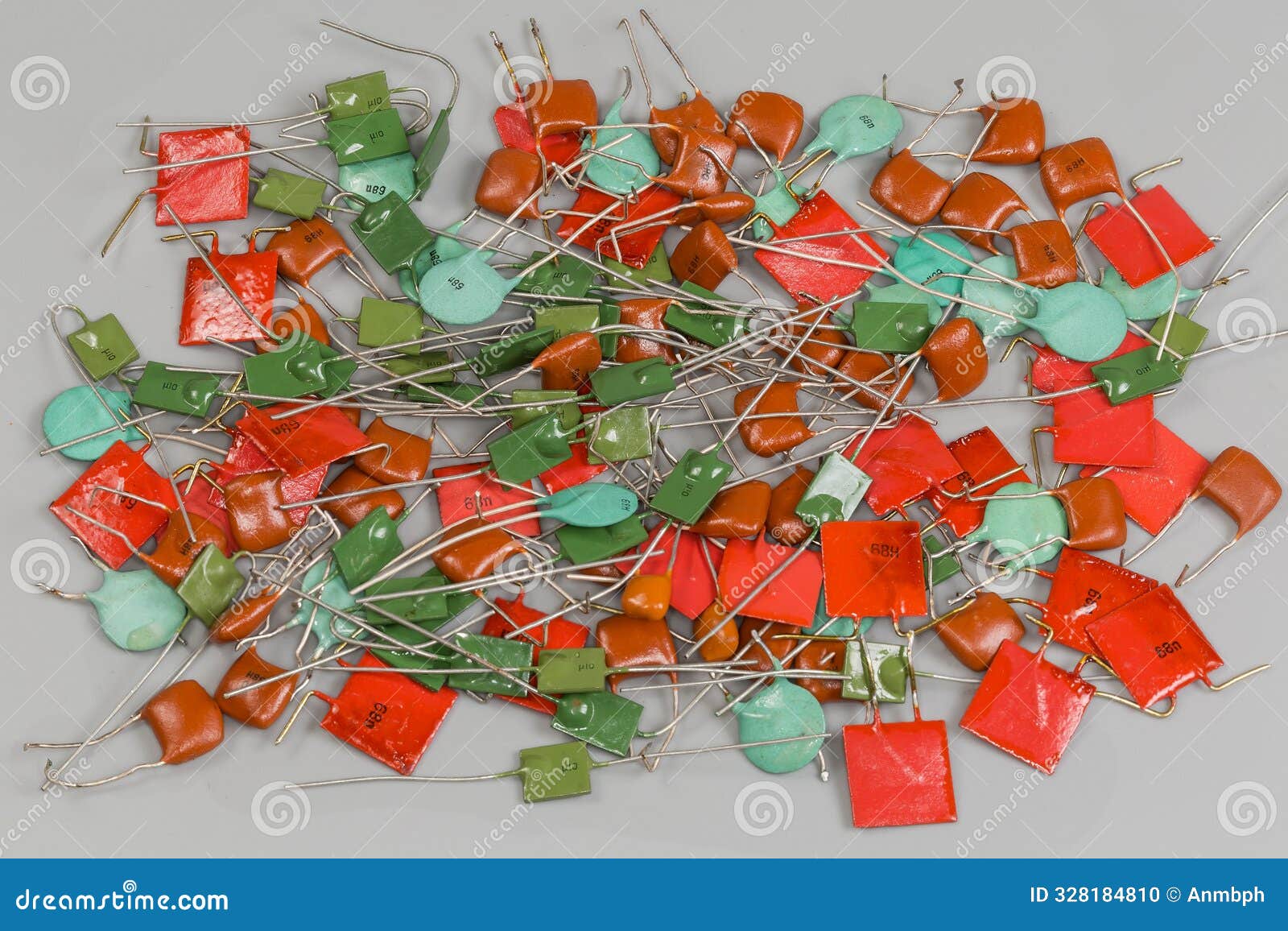 Different Ceramic and Film Fixed Capacitors on a Gray Surface Stock ...