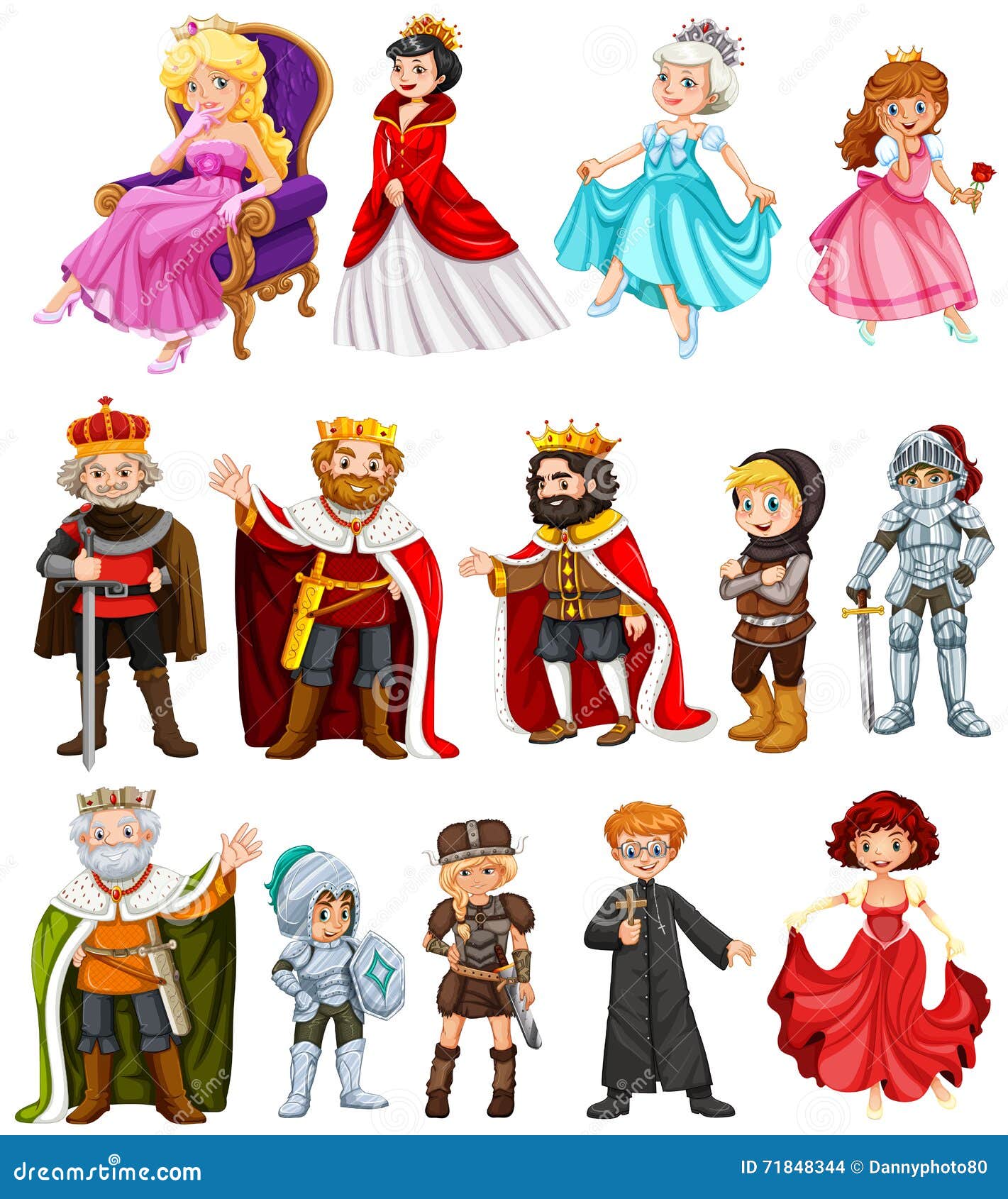 Different Characters of King and Queen Stock Vector - Illustration of ...