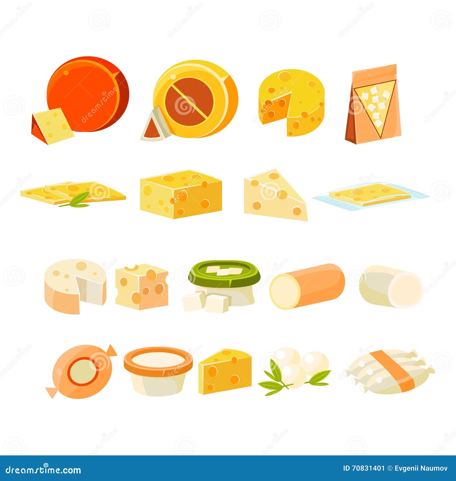 Different Cheese Icons Collection Stock Vector - Illustration of edam ...