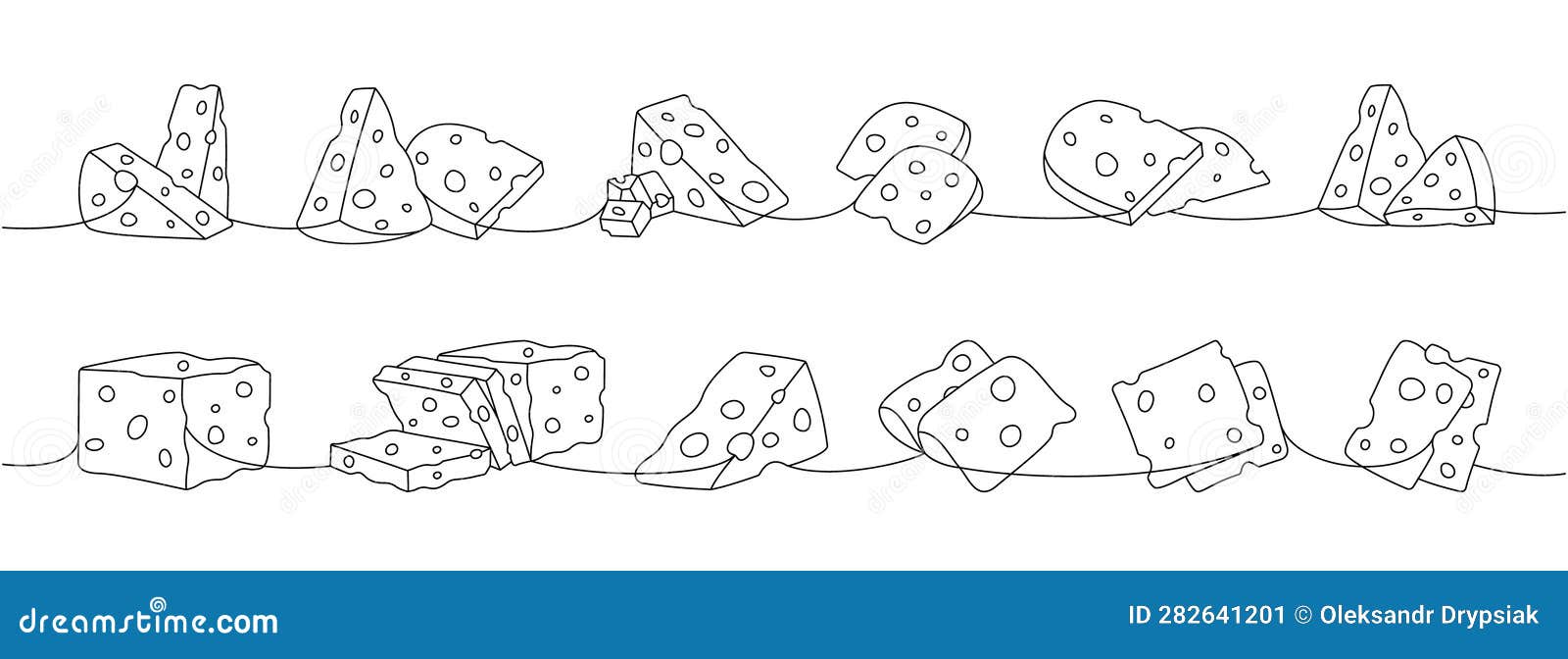 Different Cheeses One Line Continuous Drawing. Cheese Products ...