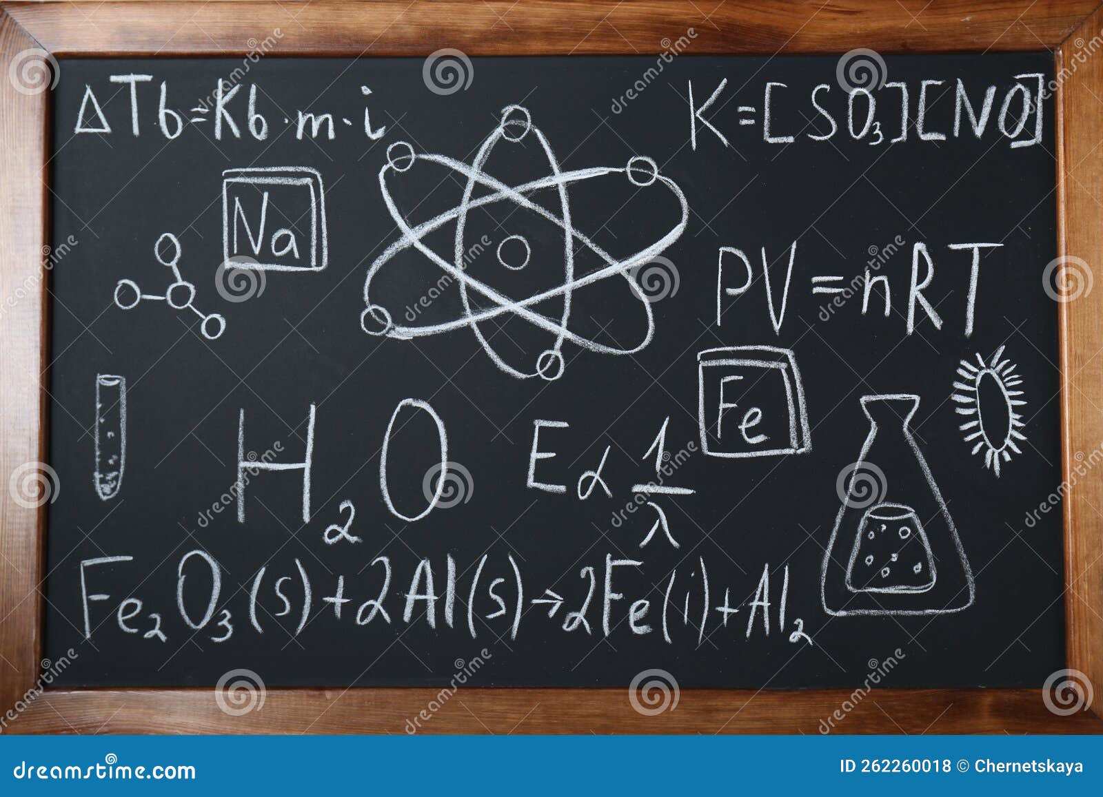 Different Chemical Formulas Written with Chalk on Blackboard Stock ...