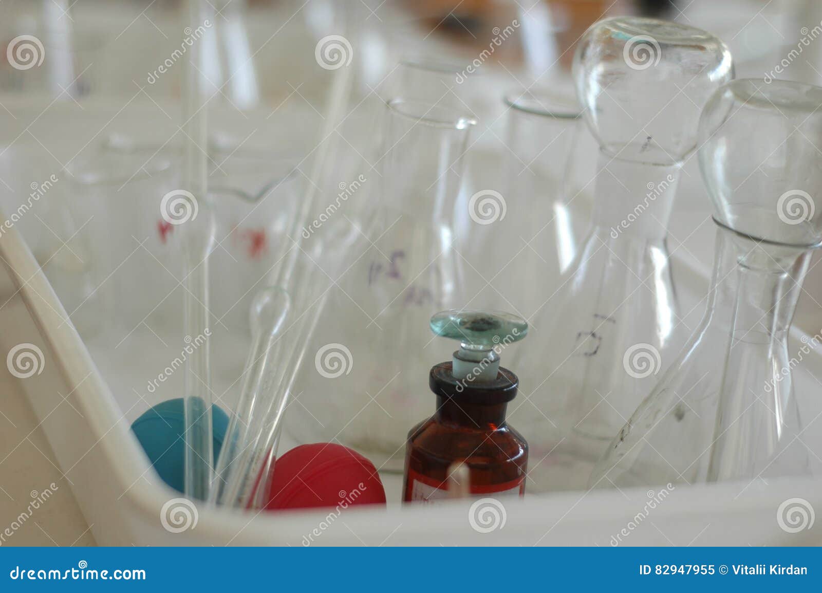 Different Chemical Glassware in the Laboratory Stock Image - Image of ...