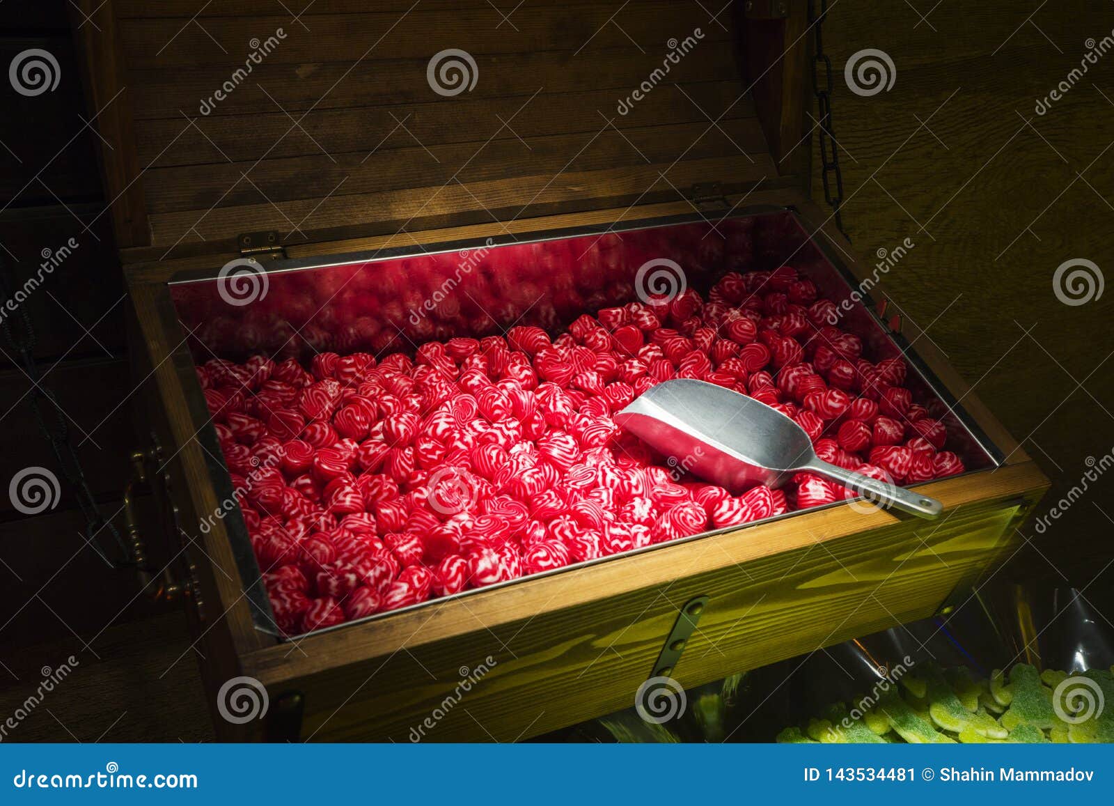 Different Chewing Gum in Wooden Boxes in the Store Stock Image - Image ...
