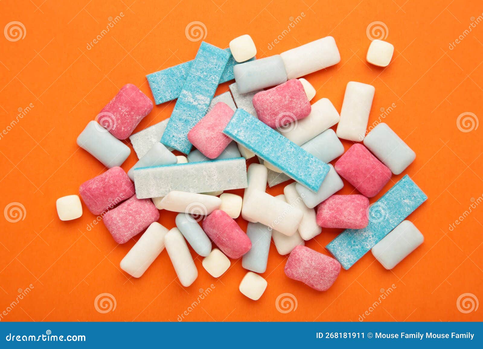 Different Chewing Gums on Orange Background Stock Image - Image of ...