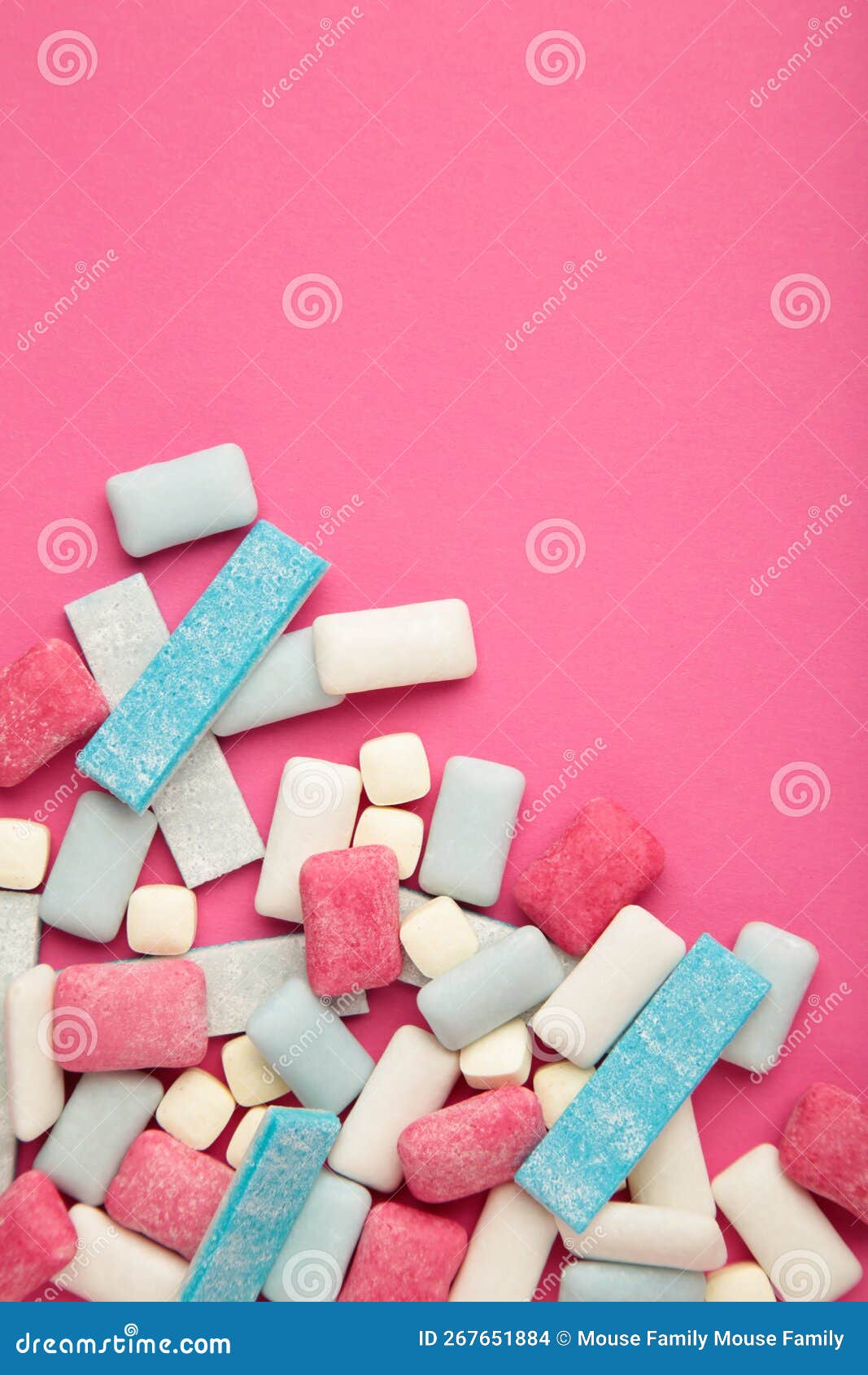 Different Chewing Gums on Yellow Background. Space for Text. Vertical ...