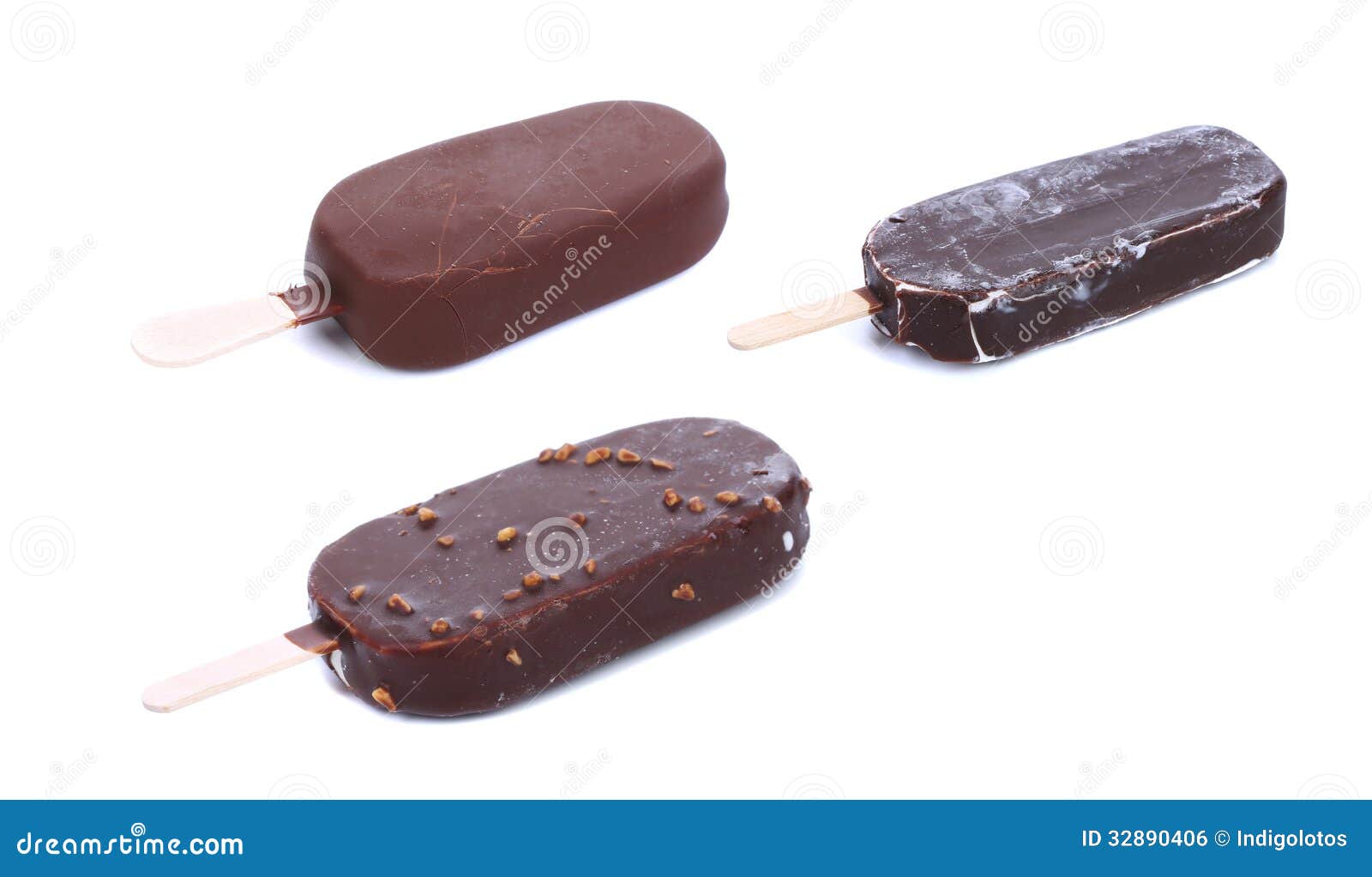 Different Chocolate-coated Blocks of Ice Cream. Stock Photo - Image of ...