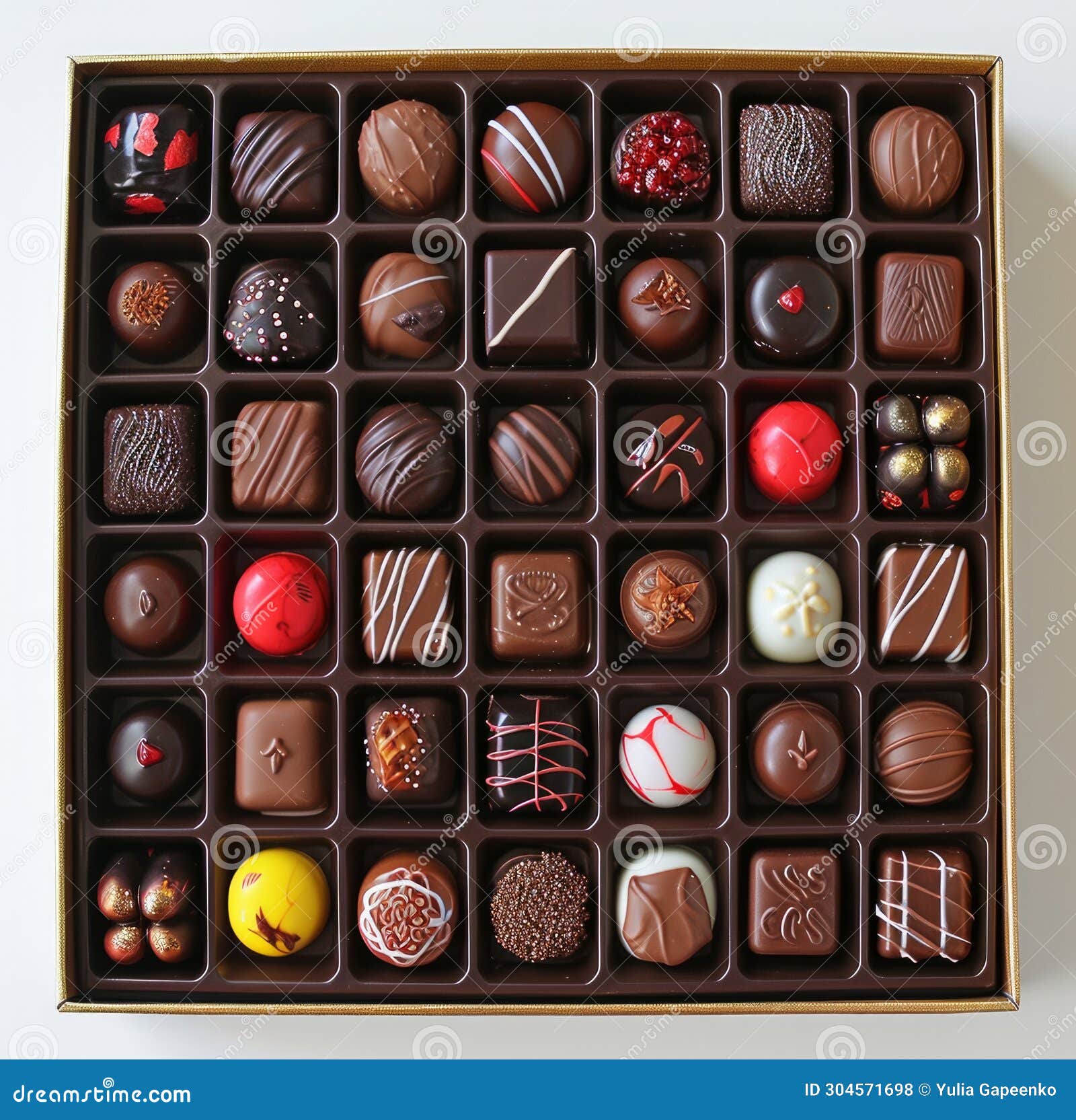 Different Chocolates in a Box or Boxed Gift, Classical Symmetry ...