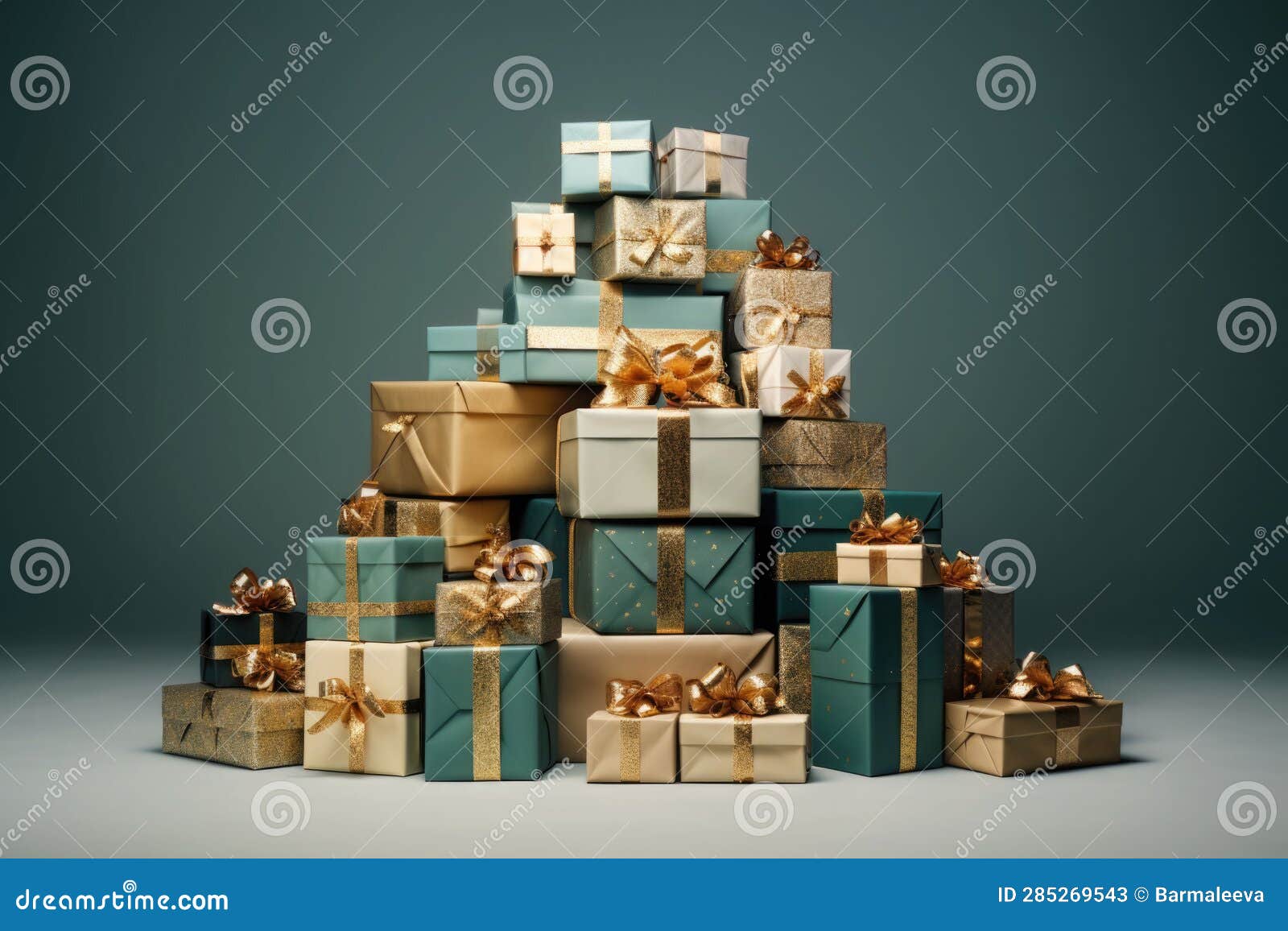 Different Christmas Presents on a Large Heap. Large Stack of Christmas ...