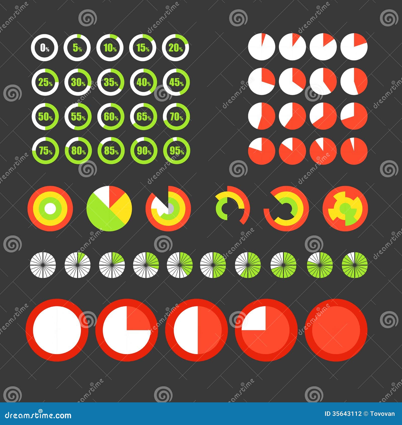 Different Circle Charts Collection Stock Vector - Illustration of ...