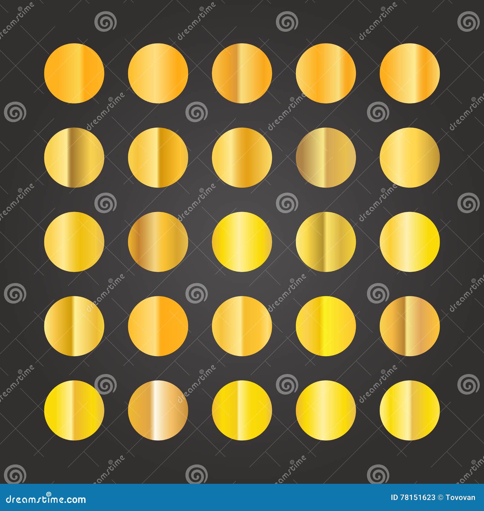 Different Circle Golden Gradients Set Stock Vector - Illustration of ...