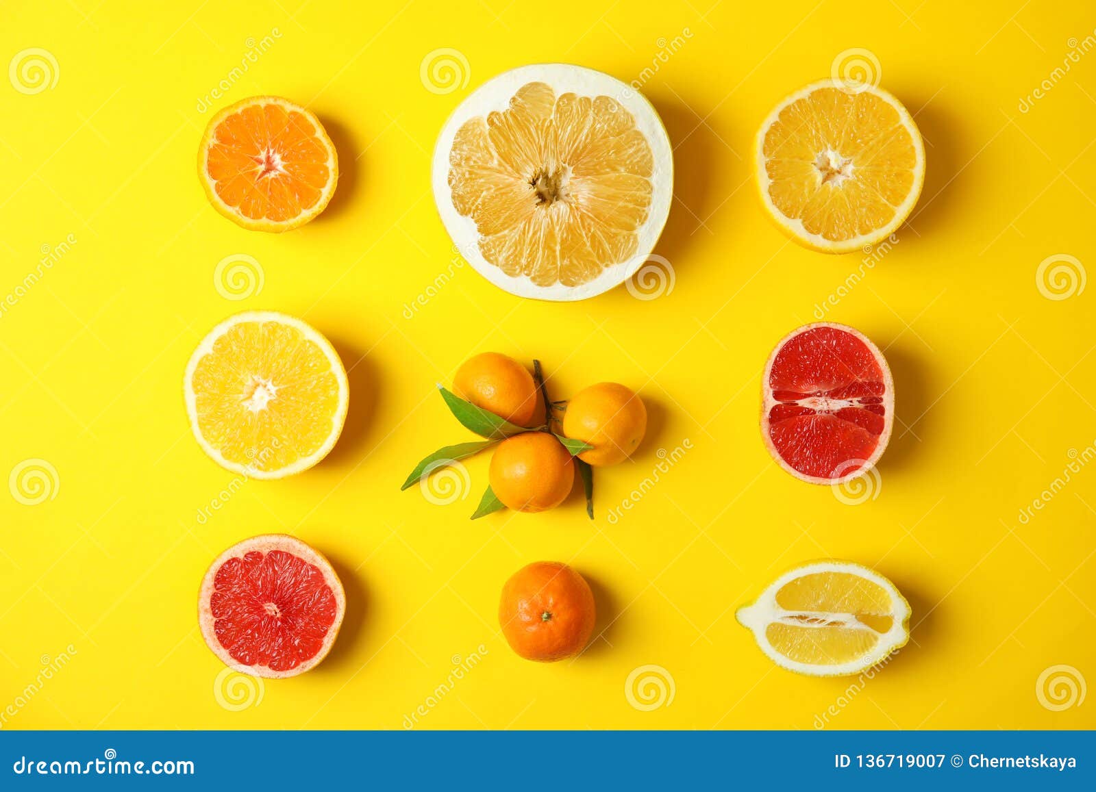 Different Citrus Fruits on Color Background Stock Image - Image of ...