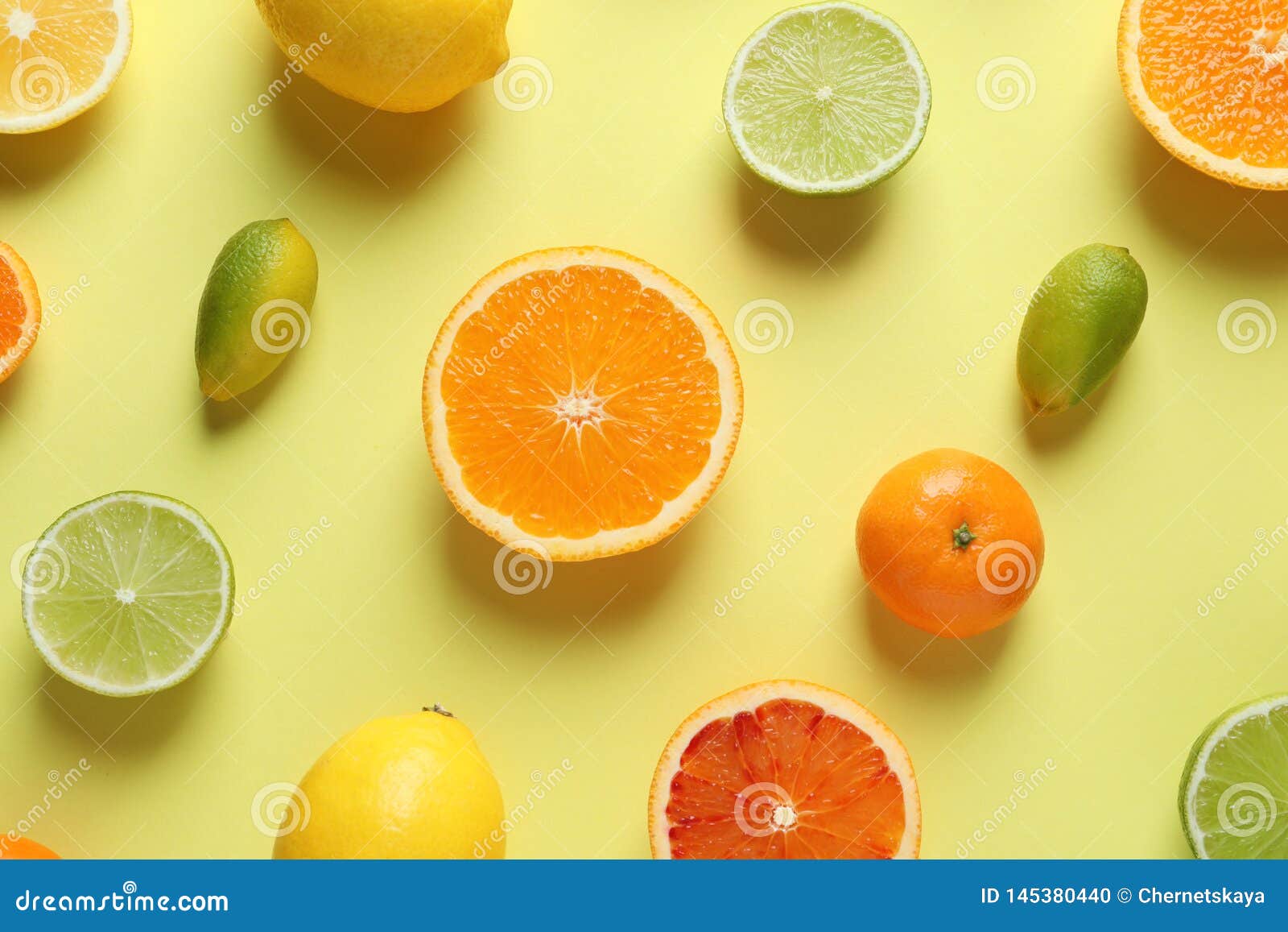 Different Citrus Fruits on Color Background Stock Photo - Image of ...