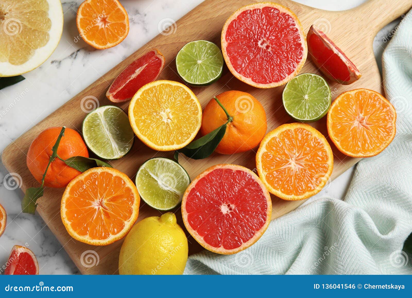 Different Citrus Fruits on Marble Background Stock Photo - Image of ...
