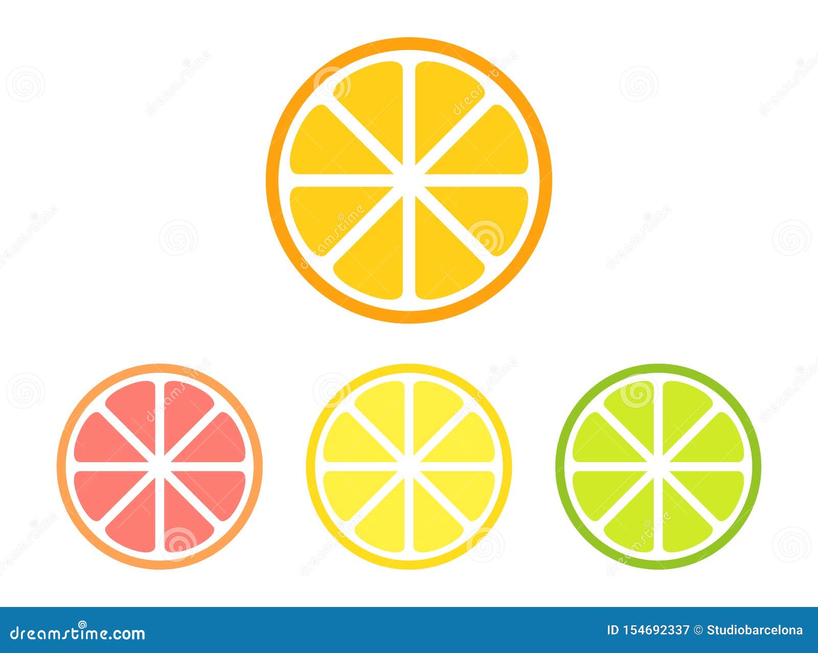 Different Citrus Slices Set Stock Vector - Illustration of healthy ...