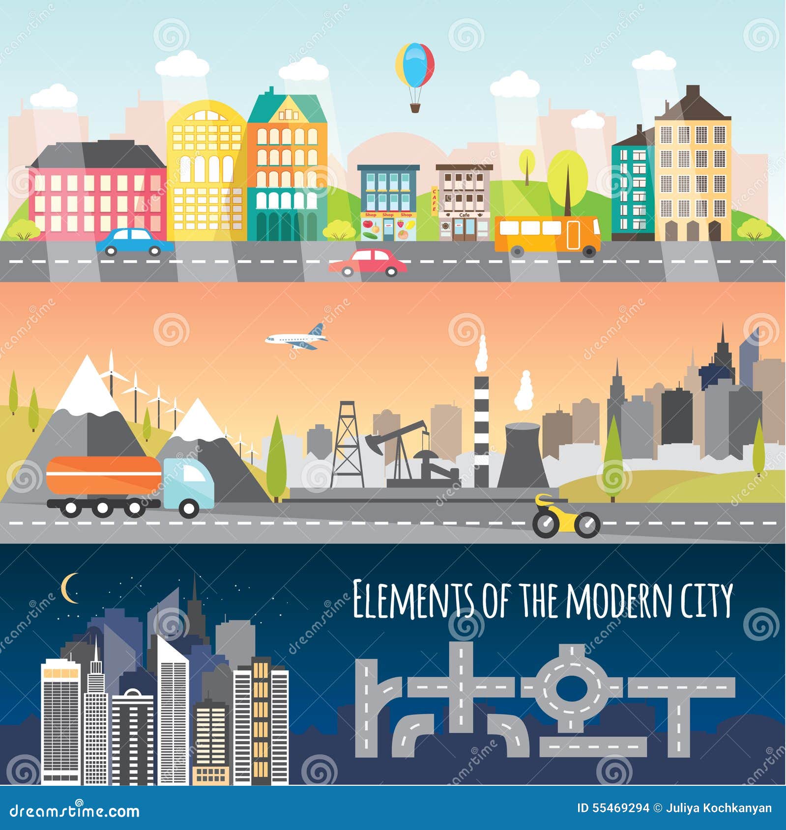 Different city elements stock vector. Illustration of mountain - 55469294