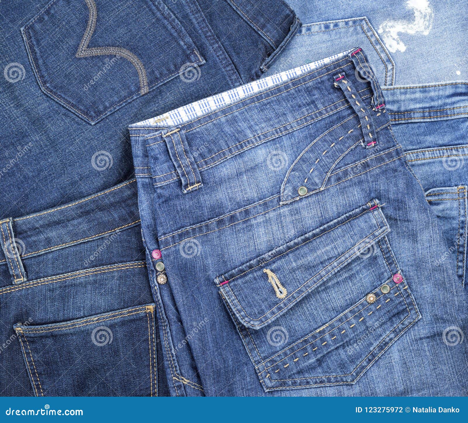 Different Classic Blue Jeans Stock Photo - Image of garment, classic ...