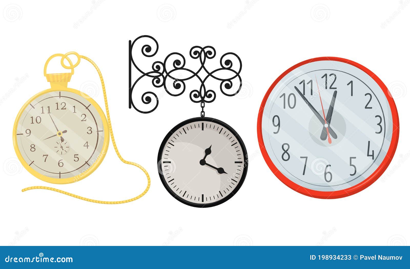 Different Clocks As Device for Measuring and Indicating Time Vector Set ...