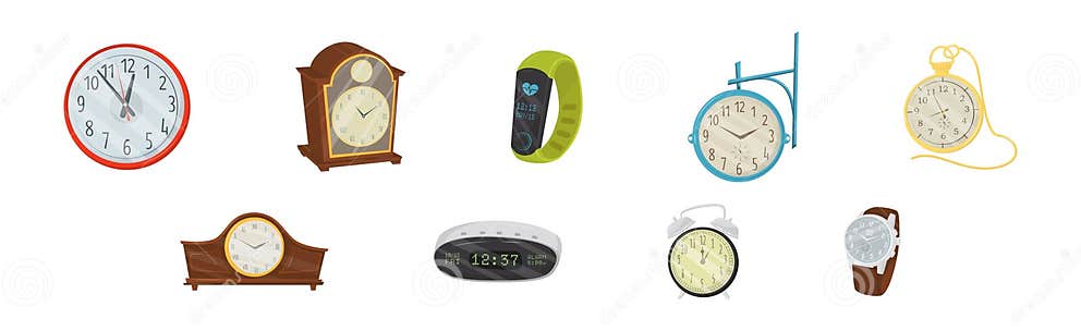 Different Clocks As Device for Measuring and Indicating Time Vector Set ...