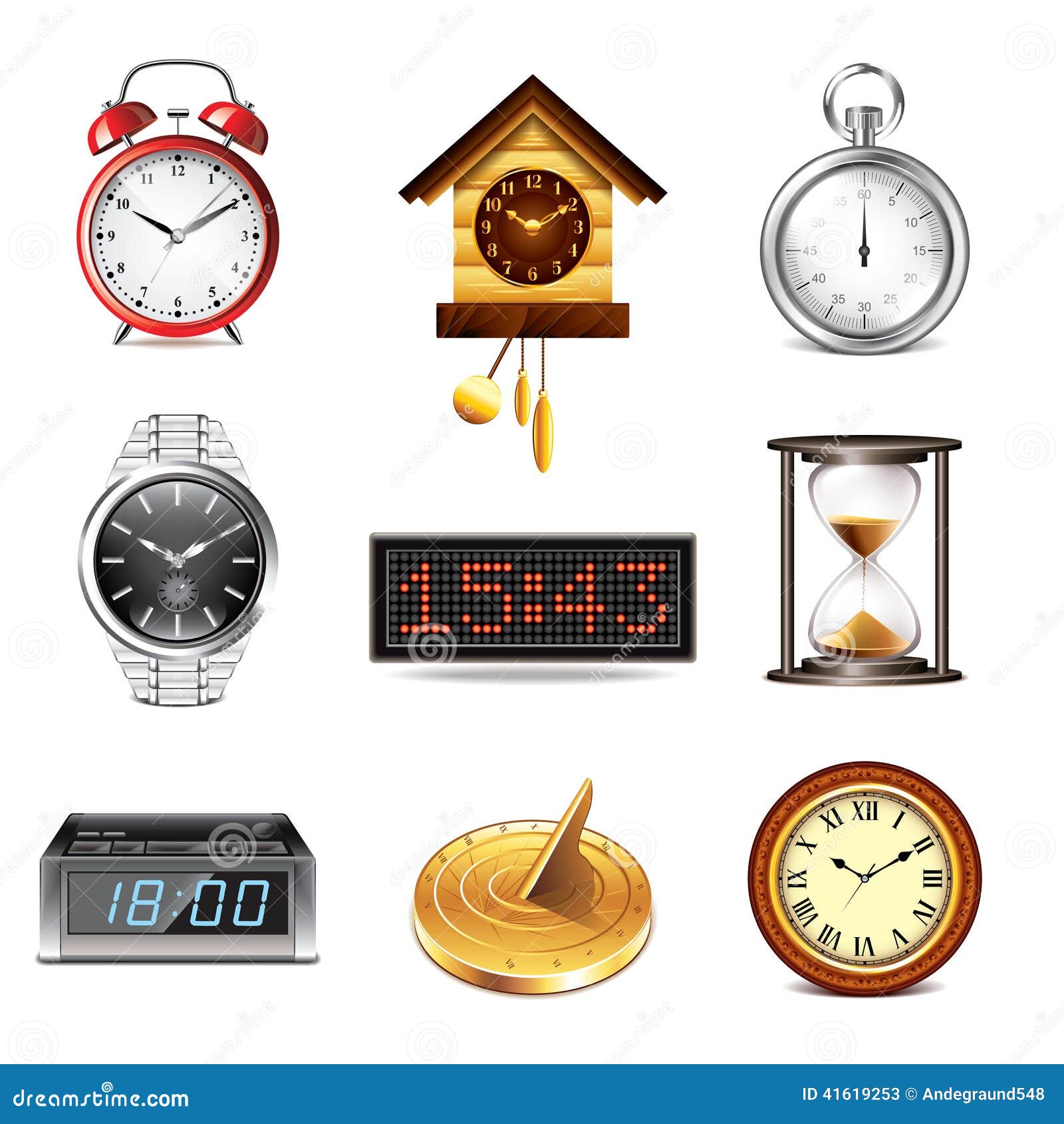 Different Clocks Icons Vector Set Stock Vector - Illustration of ...