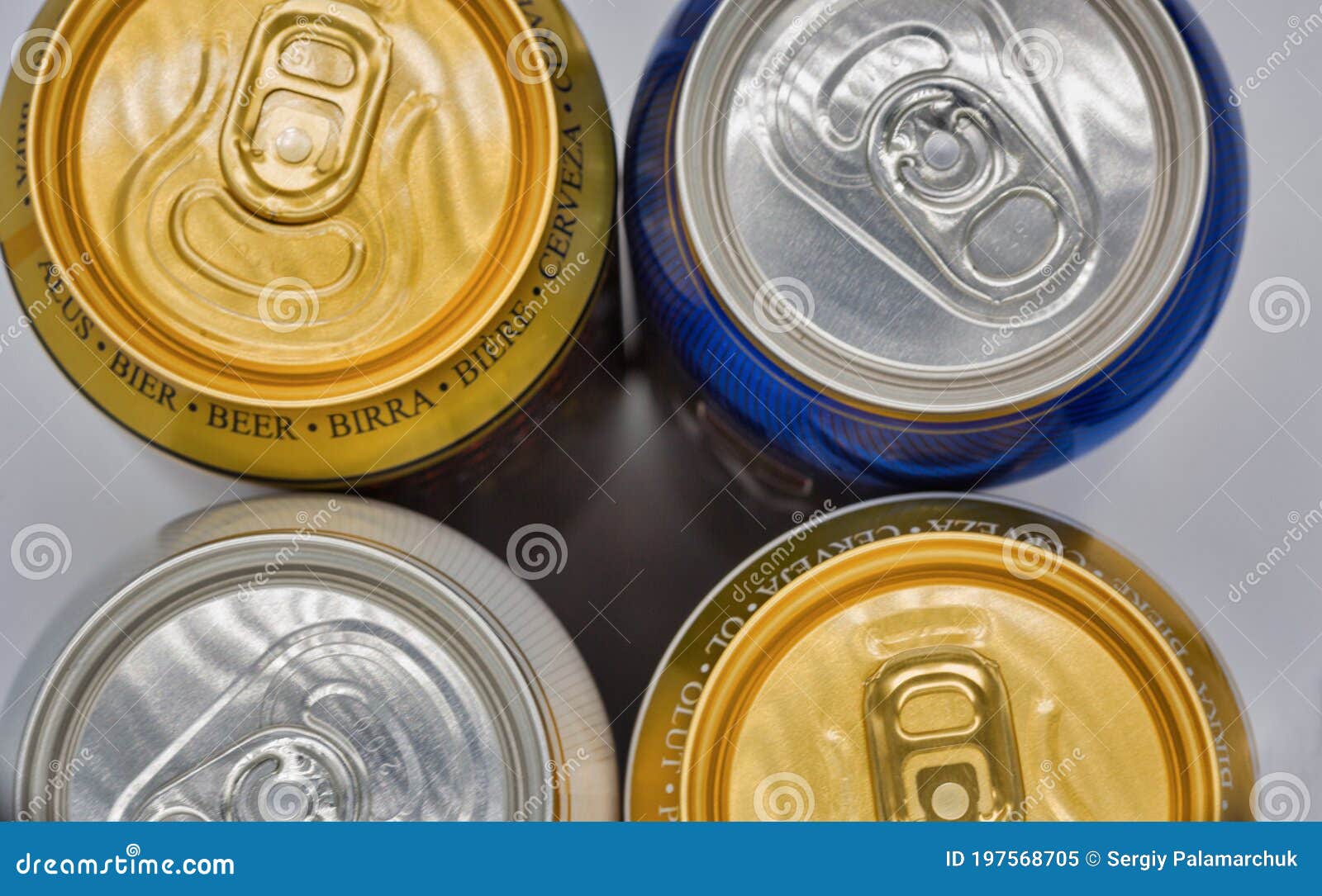 Drinking Cans Closeup View from Above Stock Image - Image of metallic ...