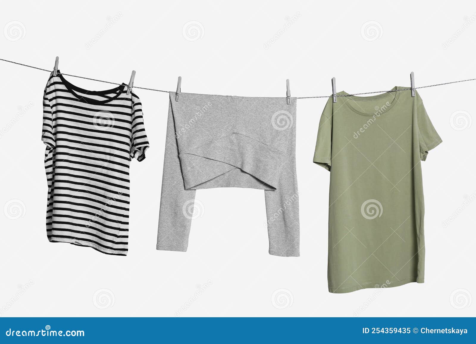 Different Clothes Drying on Laundry Line Against Background Stock Image ...