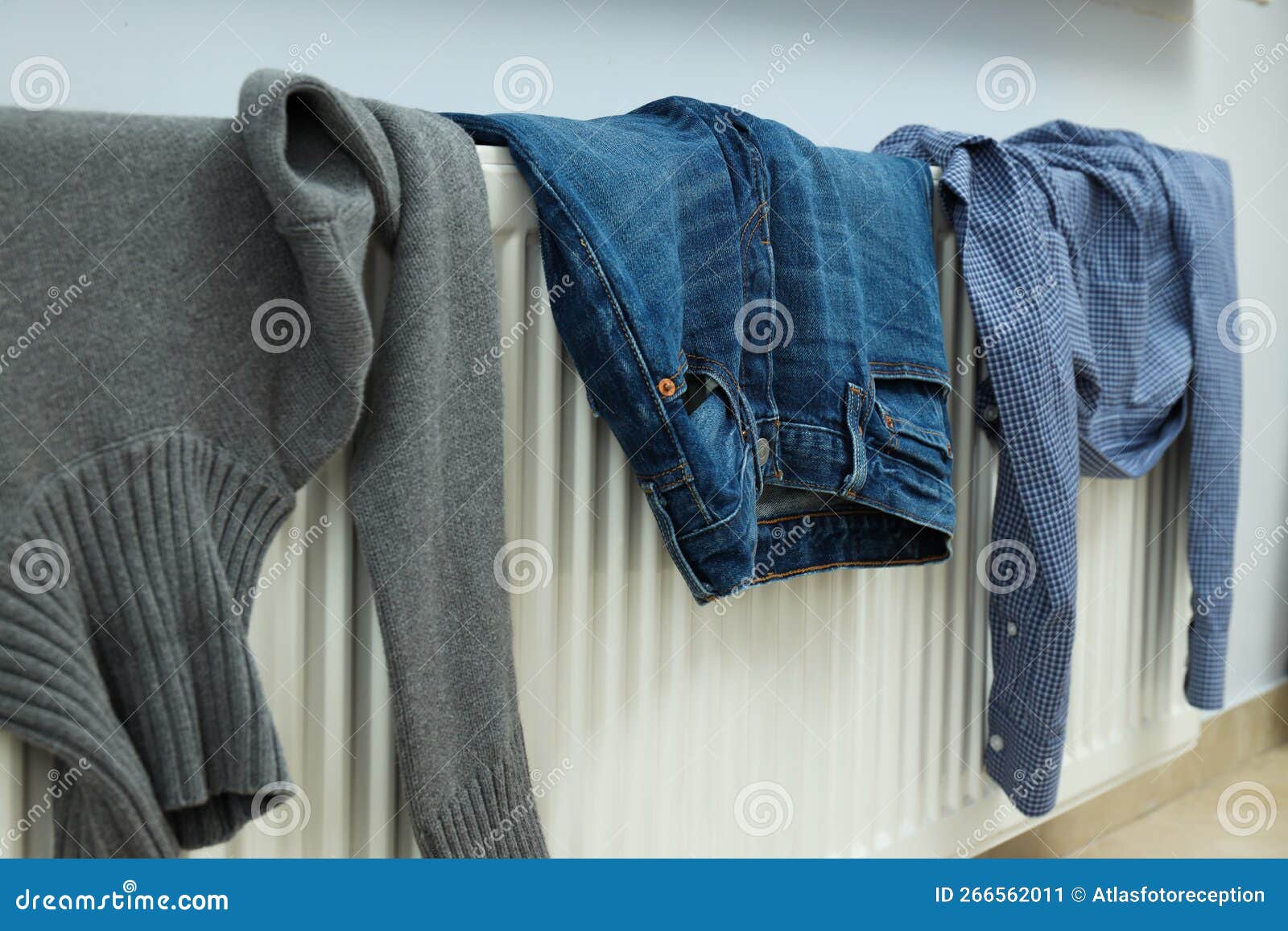 Different Clothes Drying on a Radiator Indoor Stock Image - Image of ...