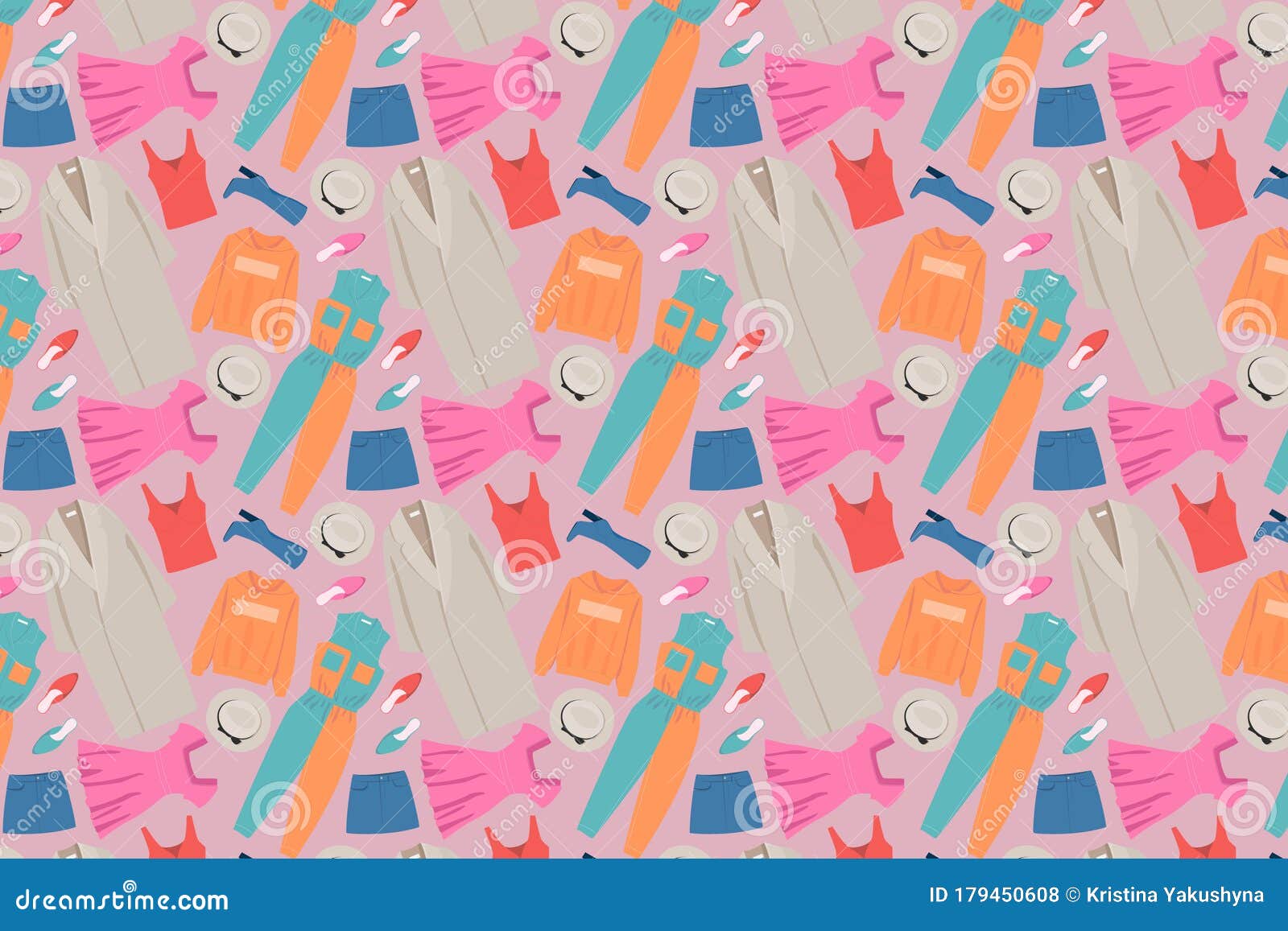 Different Clothes on a Gray Background. Fashion Clothes Stock ...