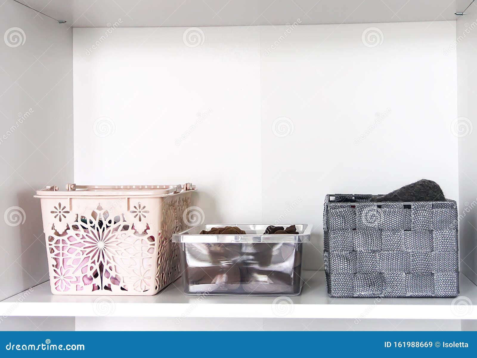 Different Clothes In Home Wardrobe With Paper Notes. Small Space ...