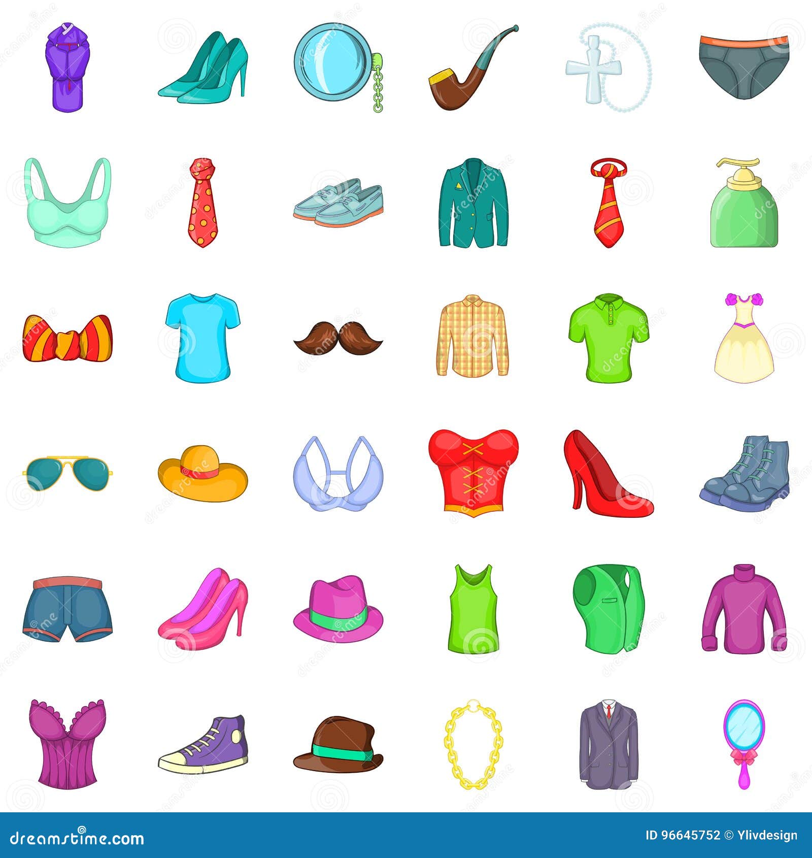 Different Clothes Icons Set, Cartoon Style Stock Vector - Illustration ...