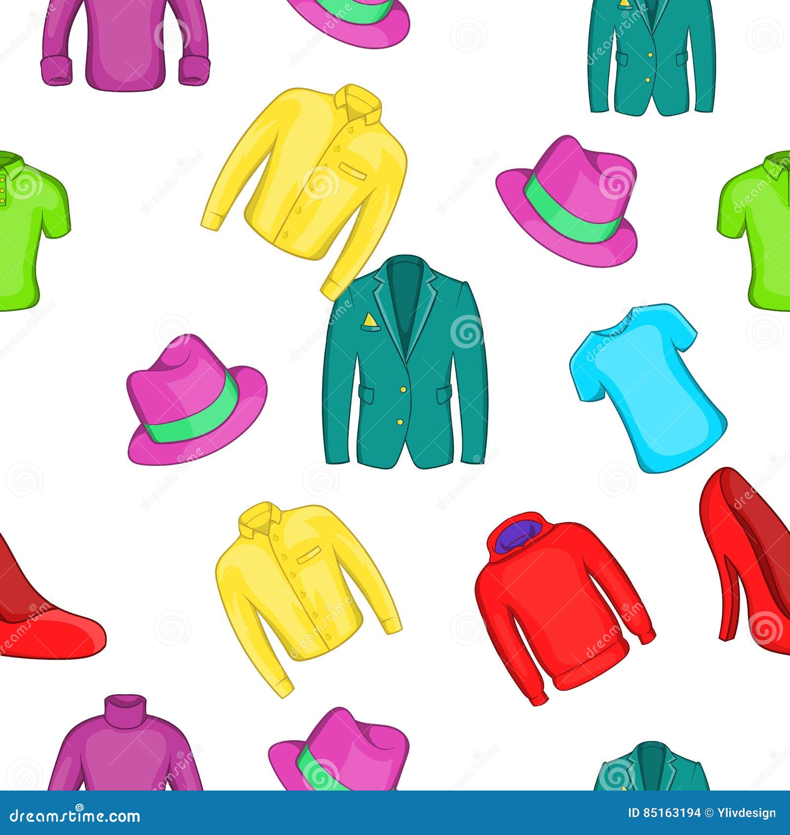 Different Clothes Pattern, Cartoon Style Stock Vector - Illustration of ...