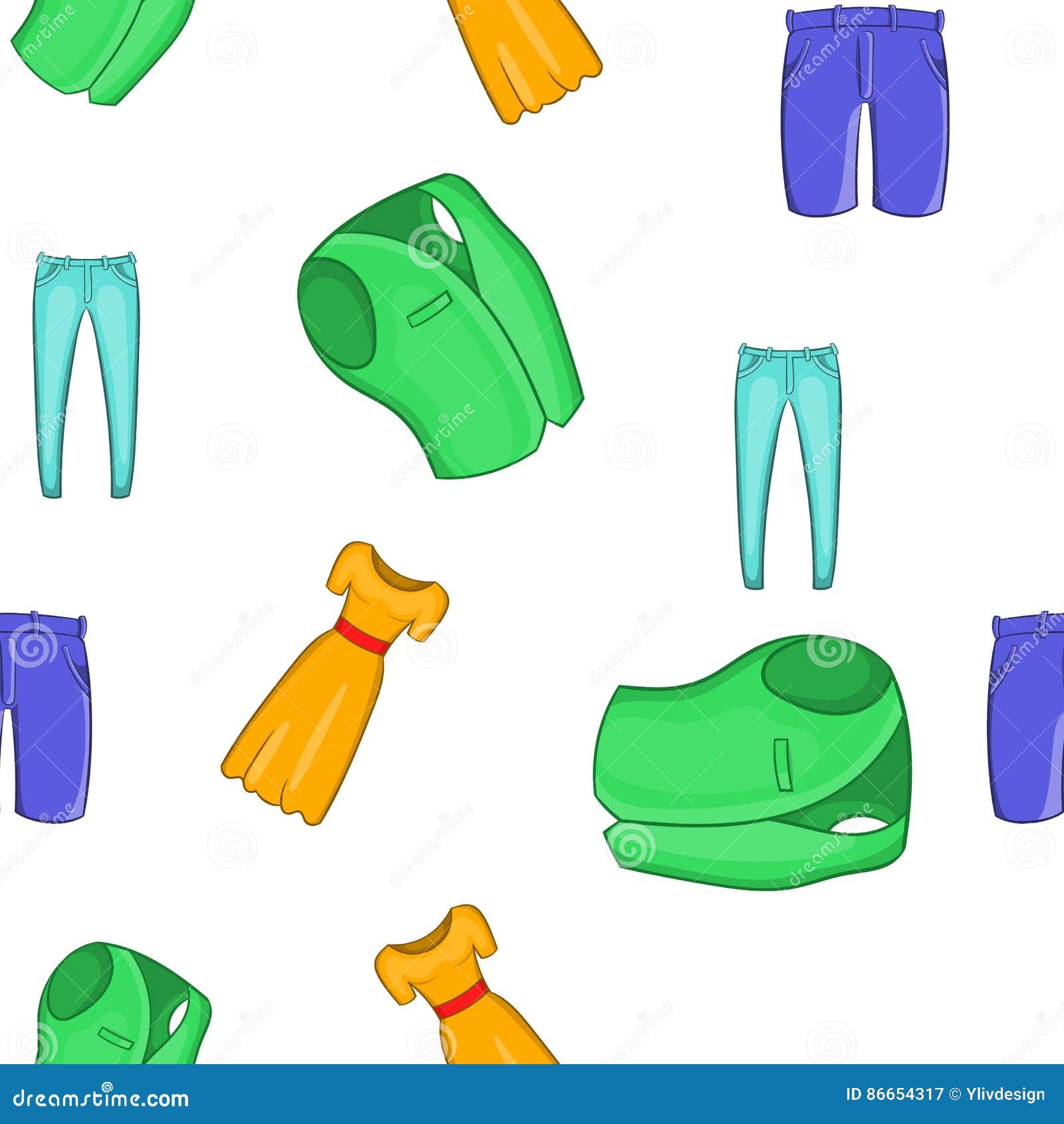 Different Clothes Pattern, Cartoon Style Stock Vector - Illustration of ...