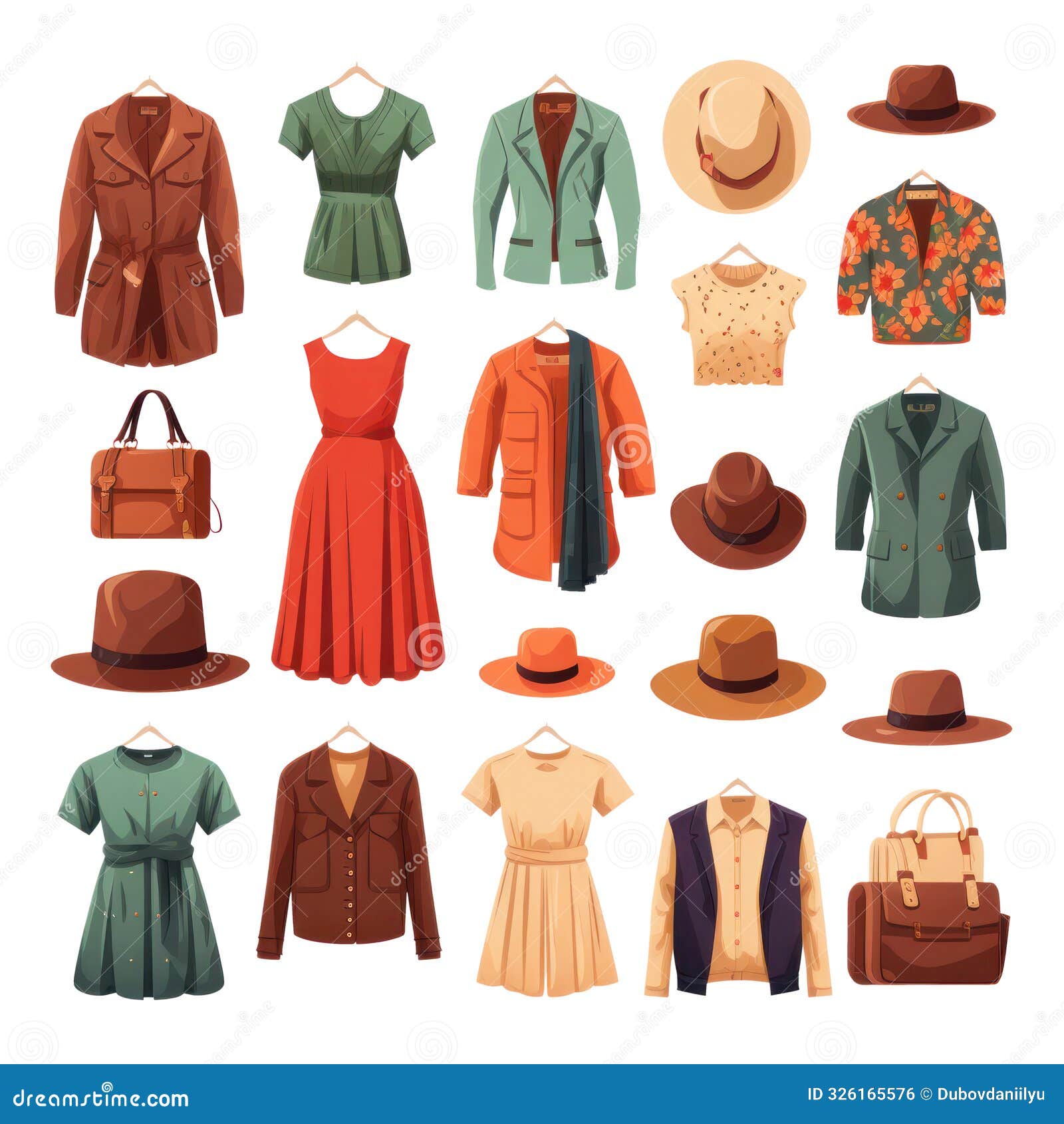 Different Clothes Isolated on White Flat Illustration Stock ...