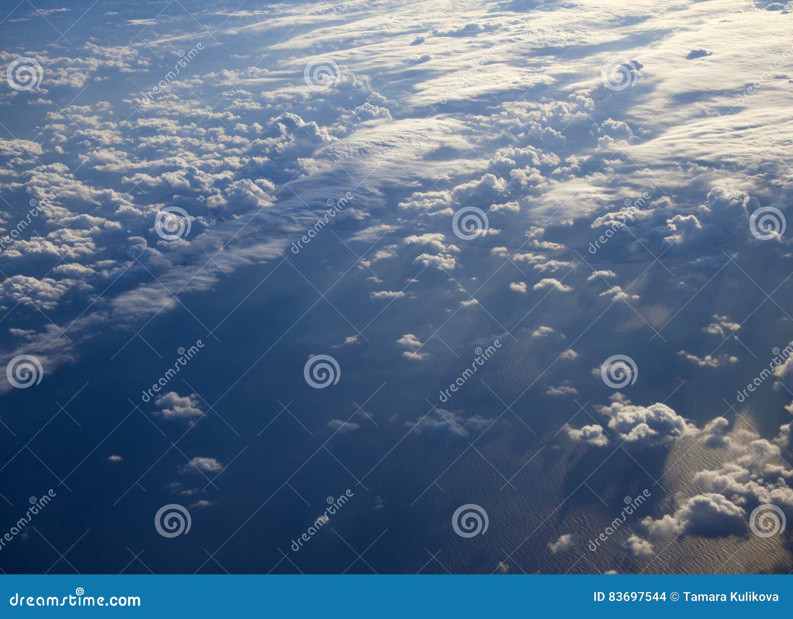 Different Clouds Below, View from a Plane Stock Photo - Image of ocean ...
