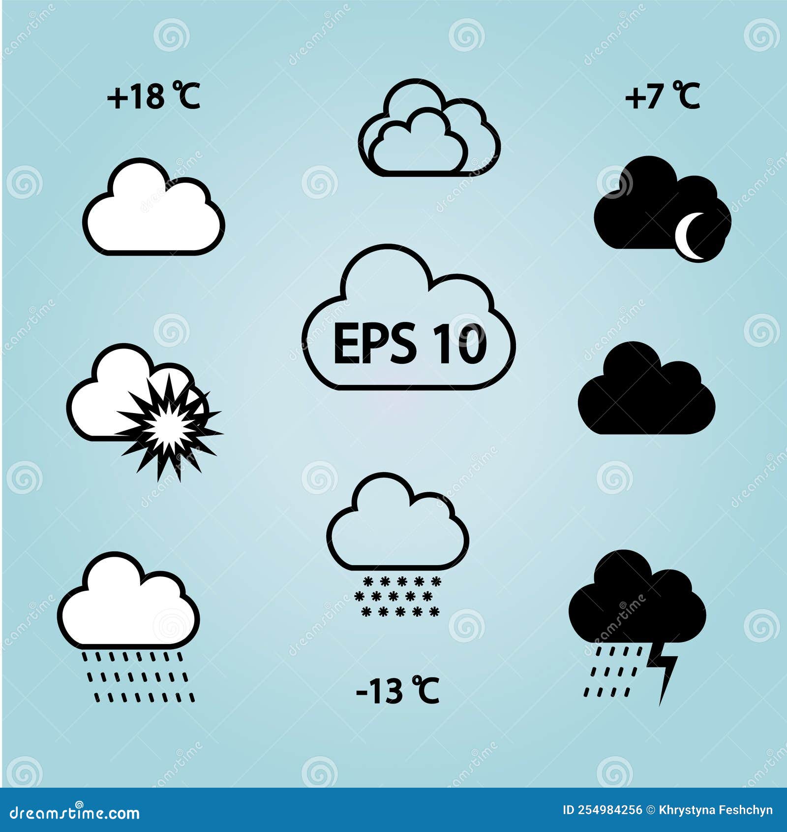 Different Clouds with the Sun,rain.weather Symbols Stock Vector ...