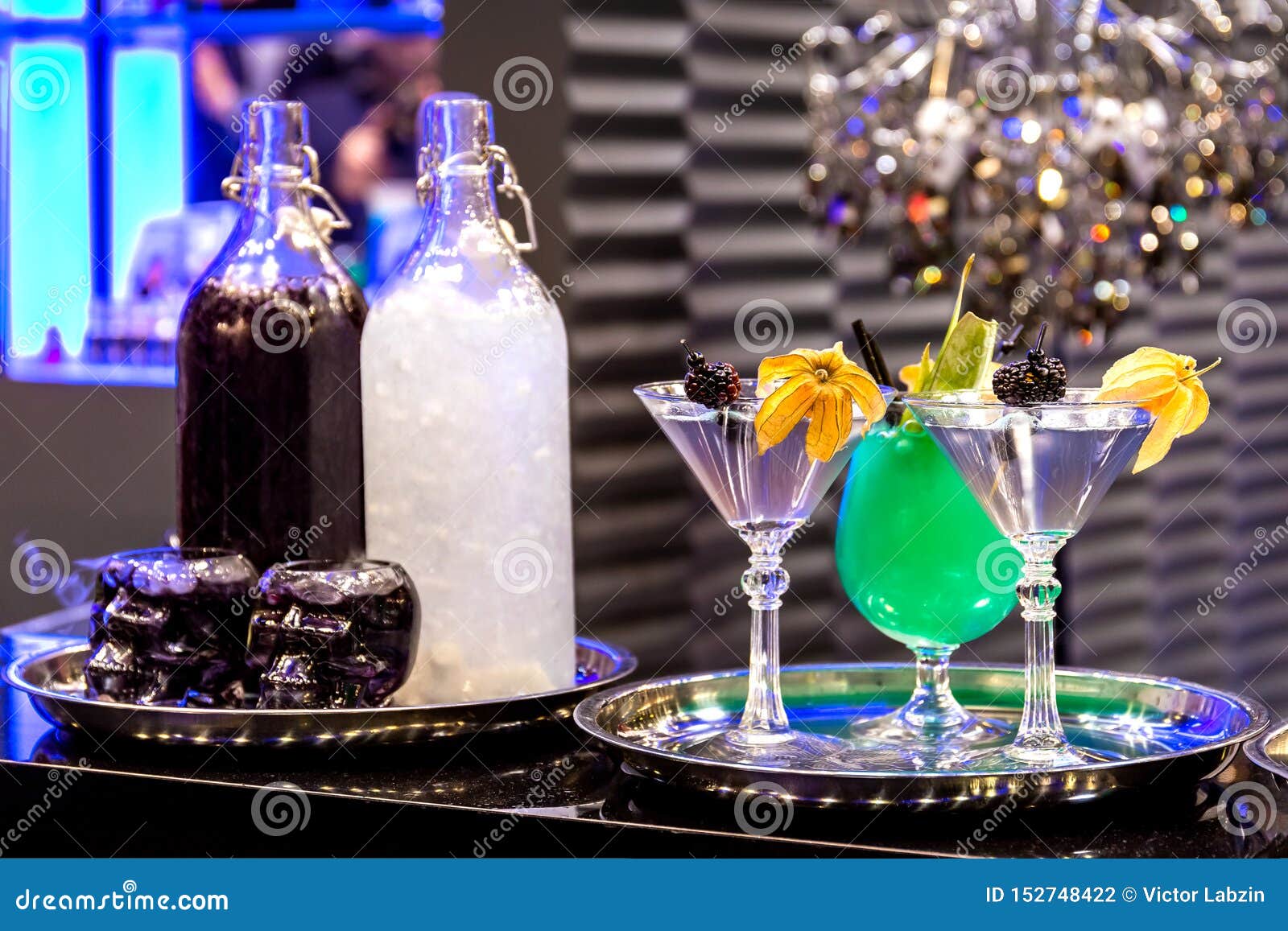Different Cocktail on Top of the Bar in Restaurant Stock Photo - Image ...