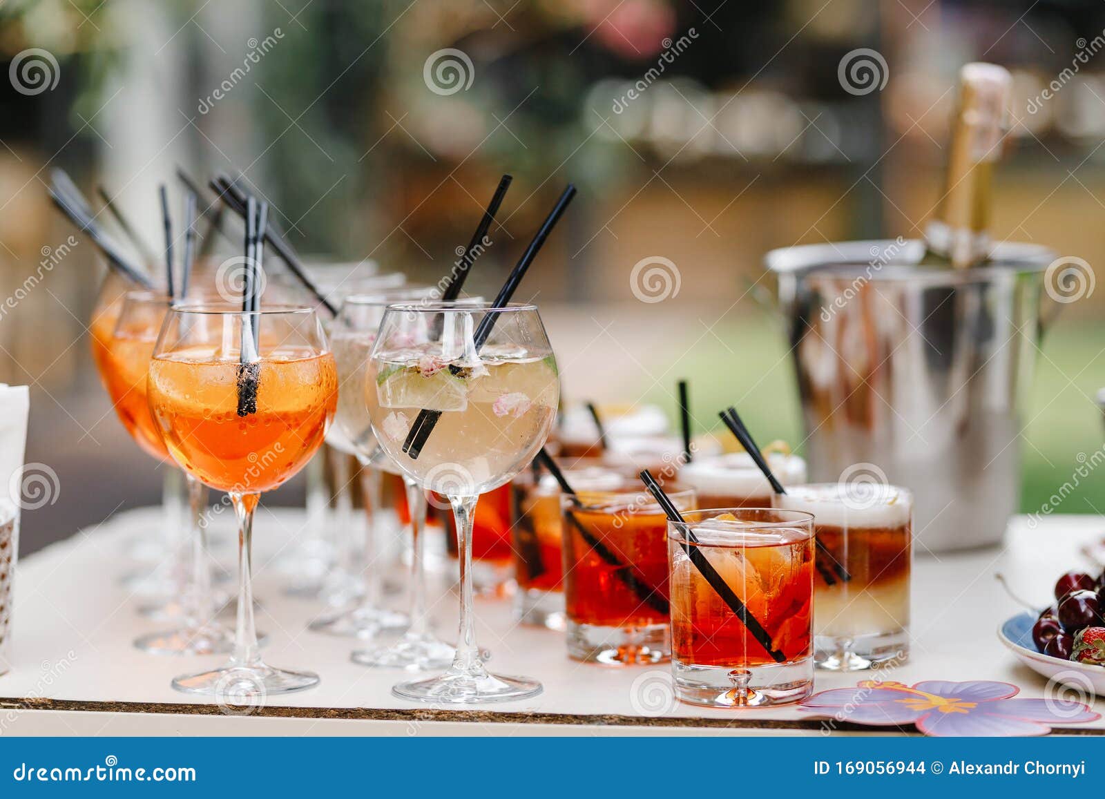Glasses with Drinks on the Buffet Table Stock Photo - Image of decor ...