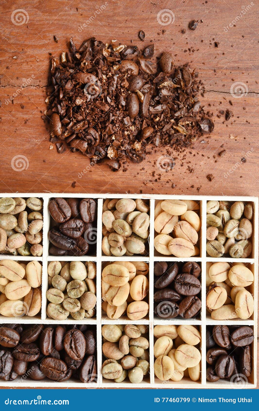 Different Coffee Forms in Wooden Box Stock Image - Image of mocha ...
