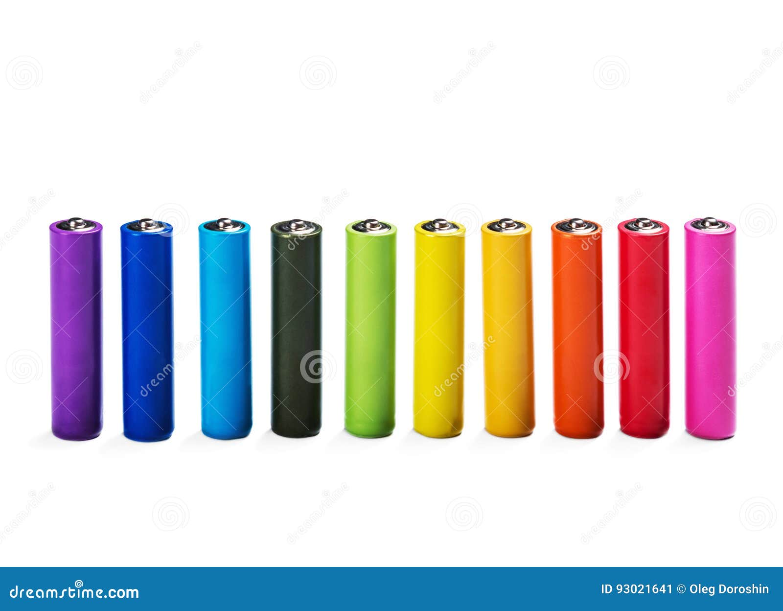 Different Color Alkaline Batteries Isolated Stock Image - Image of ...