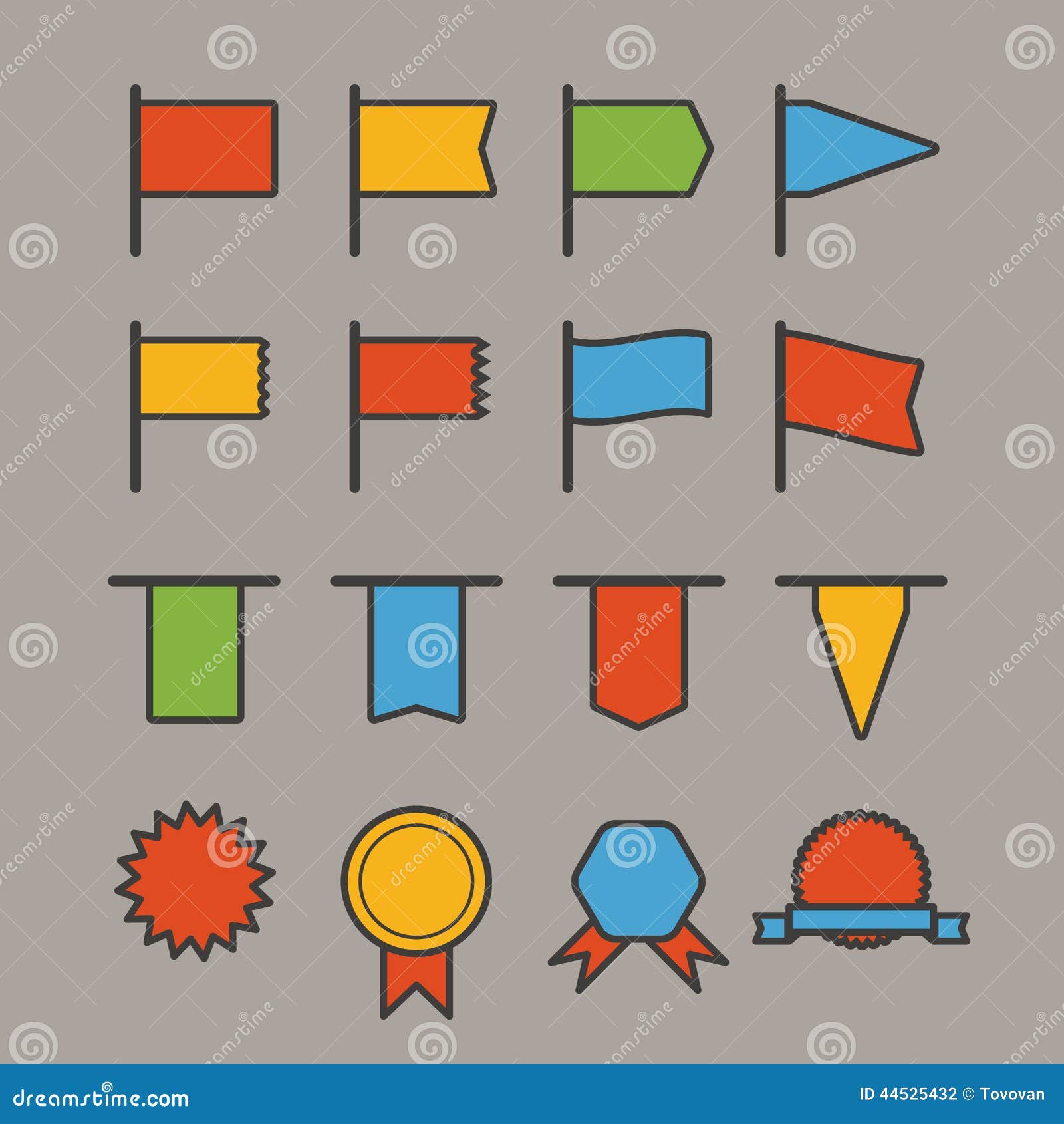 Different Color Banners and Flags Stock Illustration - Illustration of ...