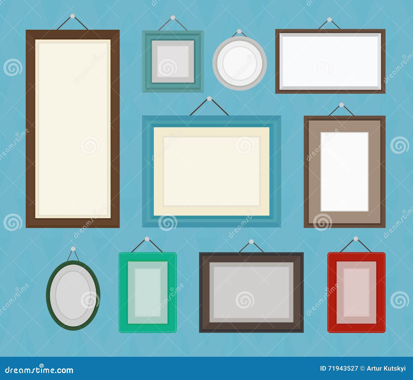 Different Color Blank Picture Frame Template Collection Set. Stock ...