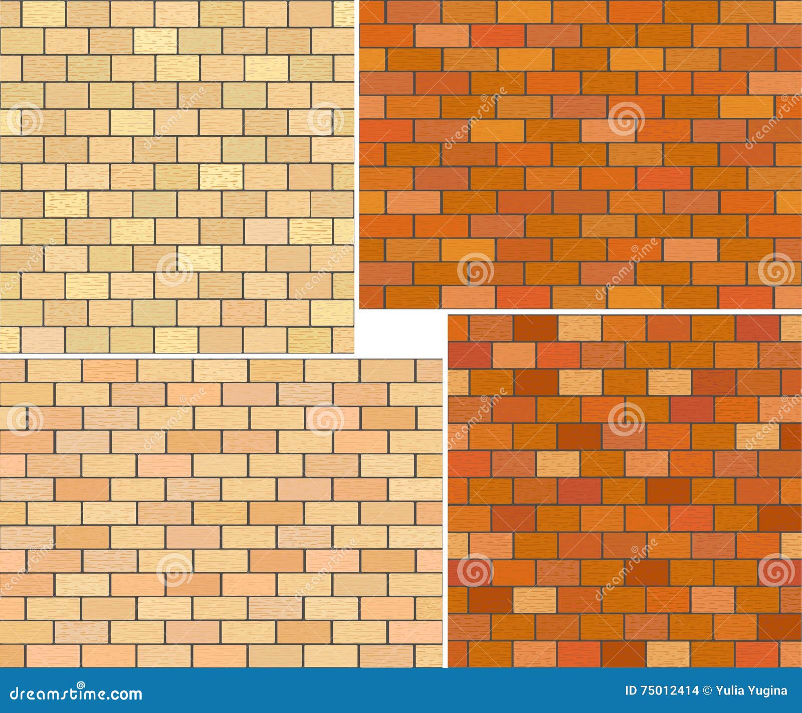 Different Color Brick Textures Collection. Stock Vector - Illustration ...