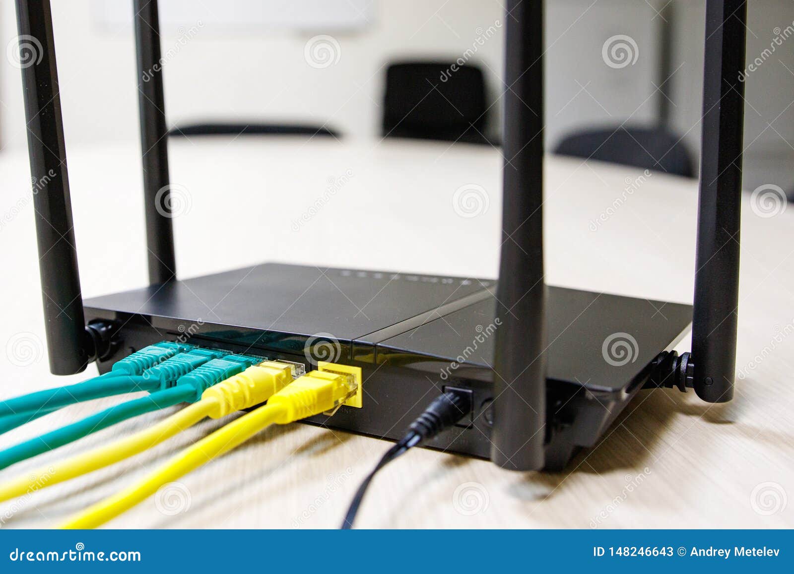 Different Color Cable Connected To the Router in Different Ports in the ...