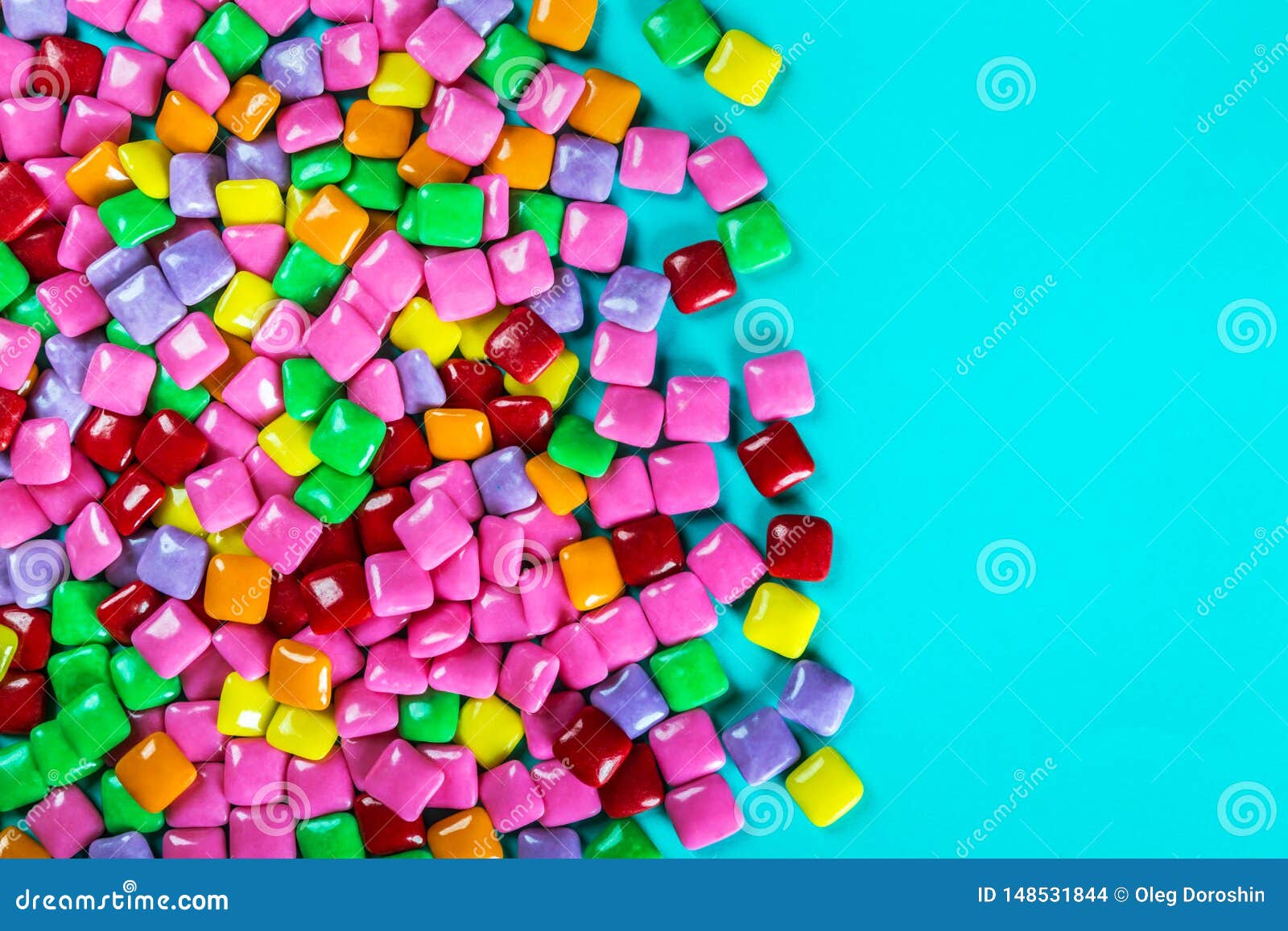 Different Color Chewing Gum on Blue Stock Photo - Image of sweet, shiny ...