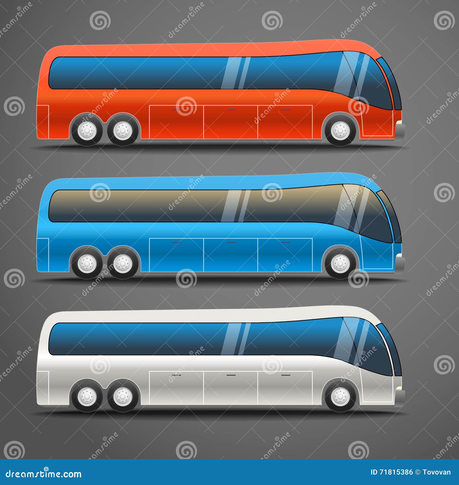 Different Color City Bus Illustration Stock Vector - Illustration of ...