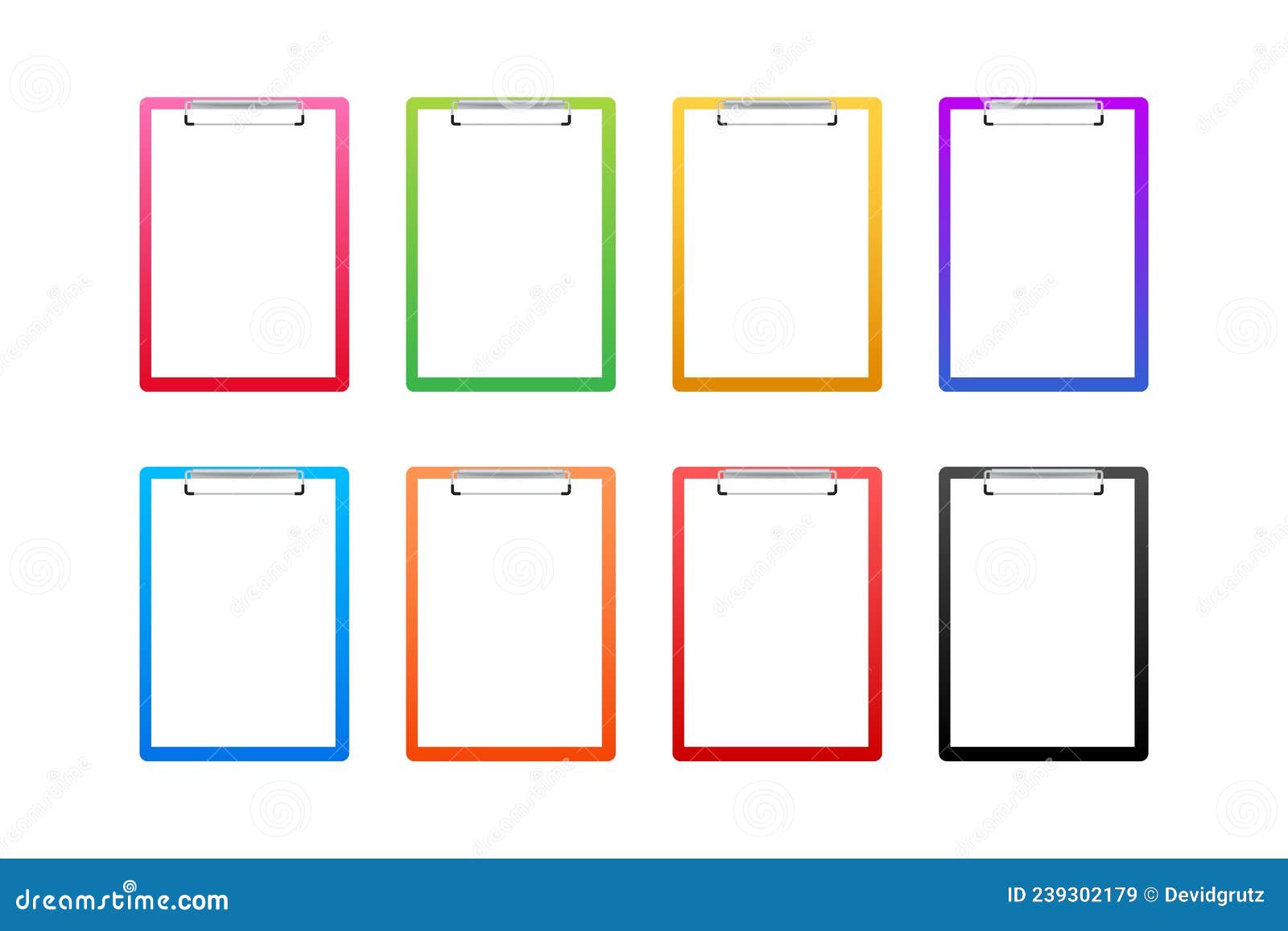 Different Color Clipboard Set with Blank White Sheet. Vector Stock ...