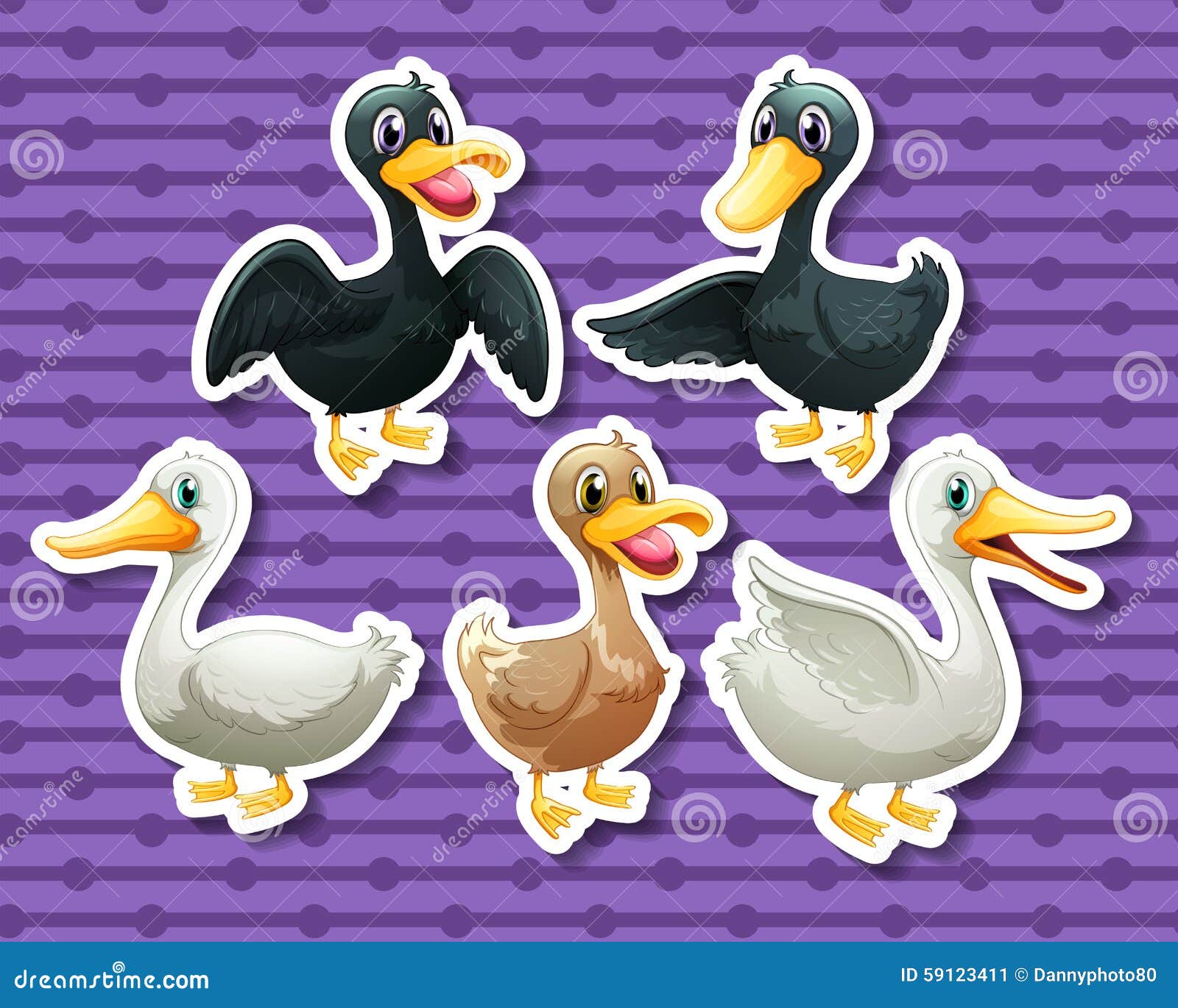 Different color of ducks stock vector. Illustration of clip - 59123411